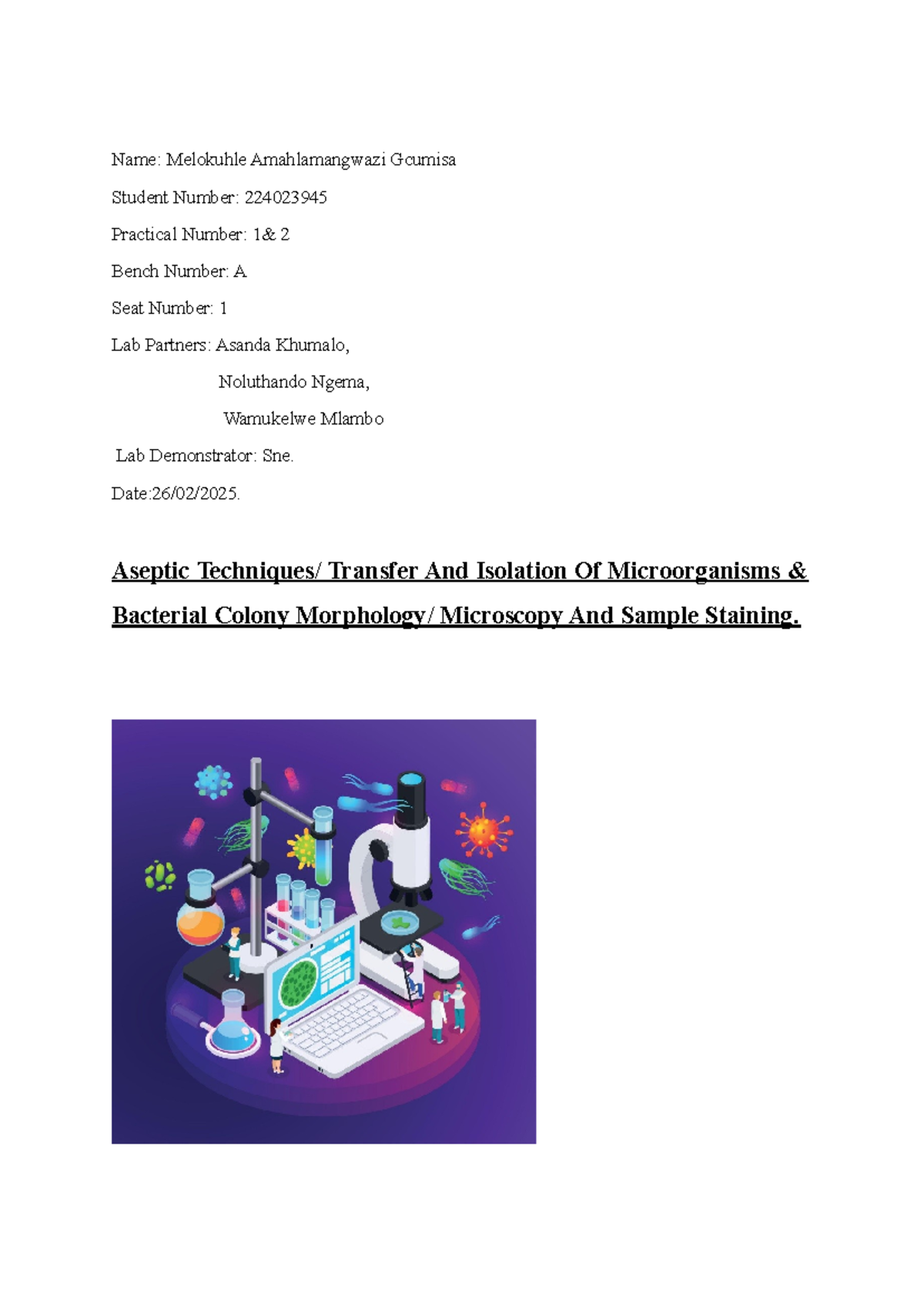 Microbiology Practical Report: Aseptic Techniques & Isolation Methods ...