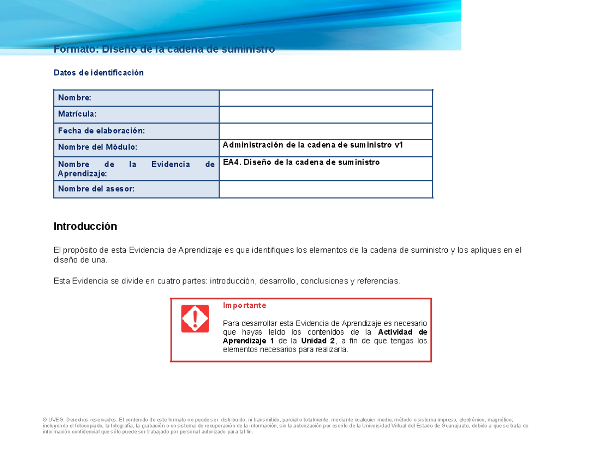 EA4. Diseño y análisis de la cadena de suministro en Administración - Studocu