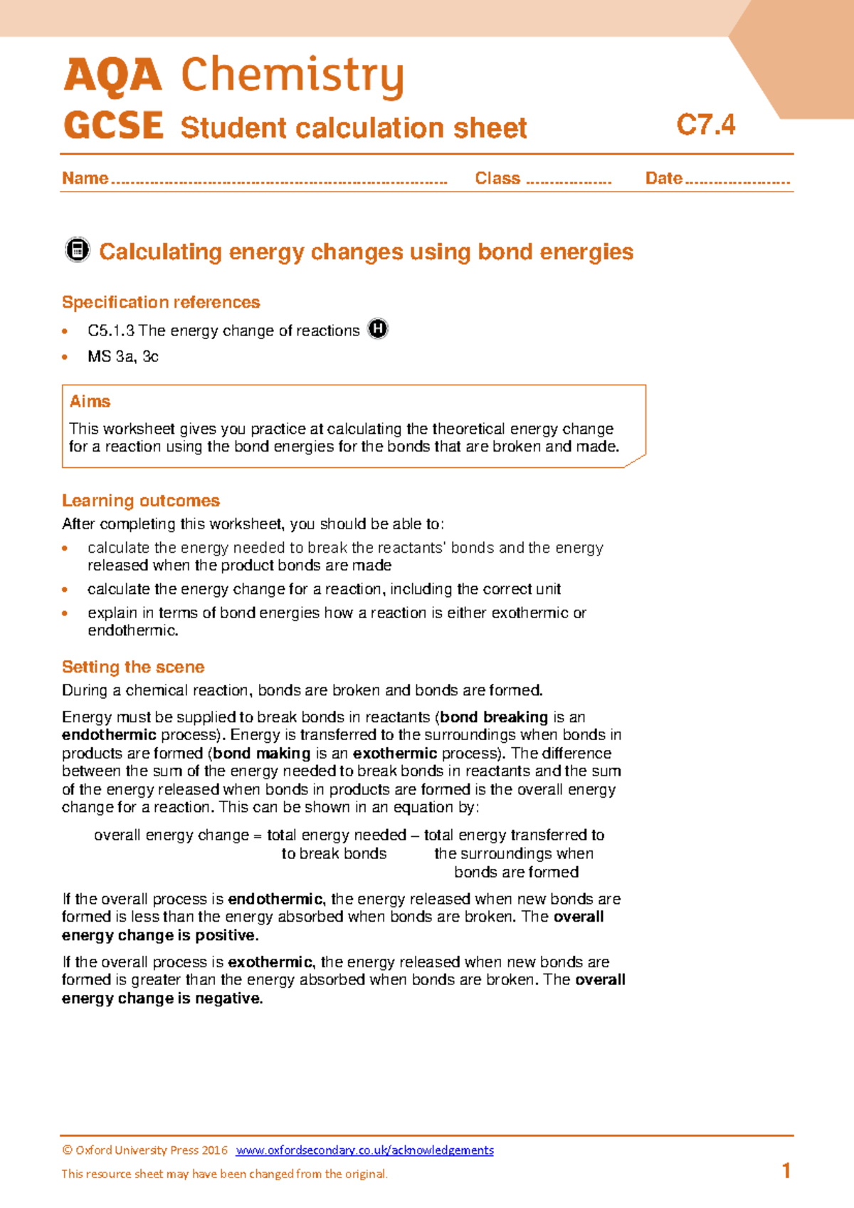 Task 2b-Bond energies - nice and great - Name - Studocu