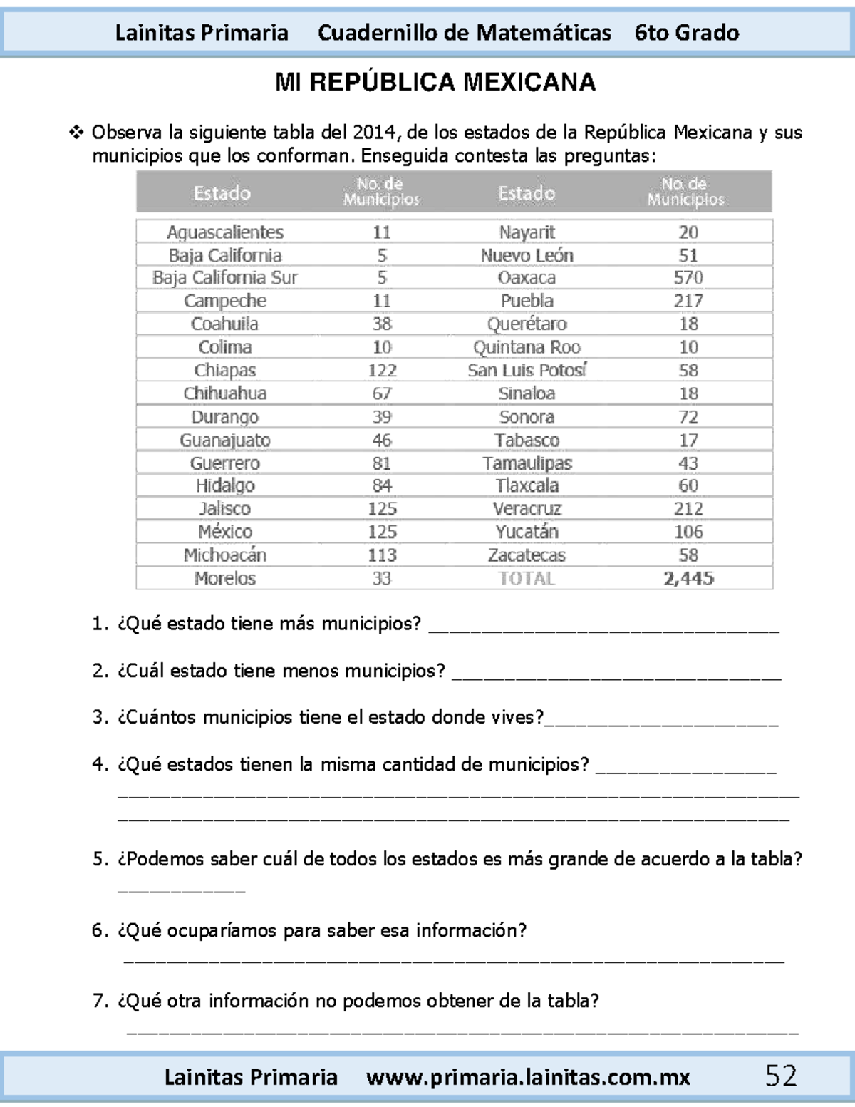 Cuadernillo de Matemáticas 6to Grado: Análisis de Datos y Gráficas ...