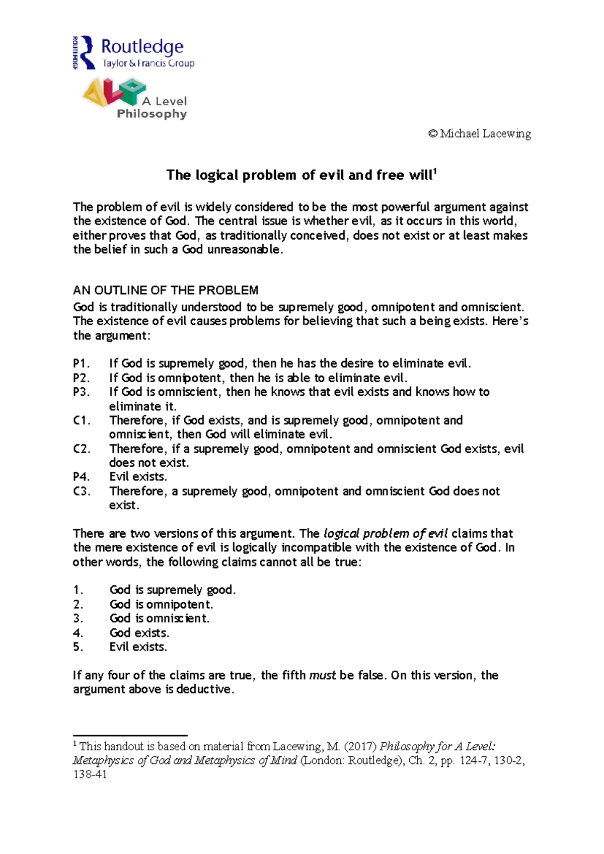 Logical Problem of Evil & Free Will: An Analysis - Studocu