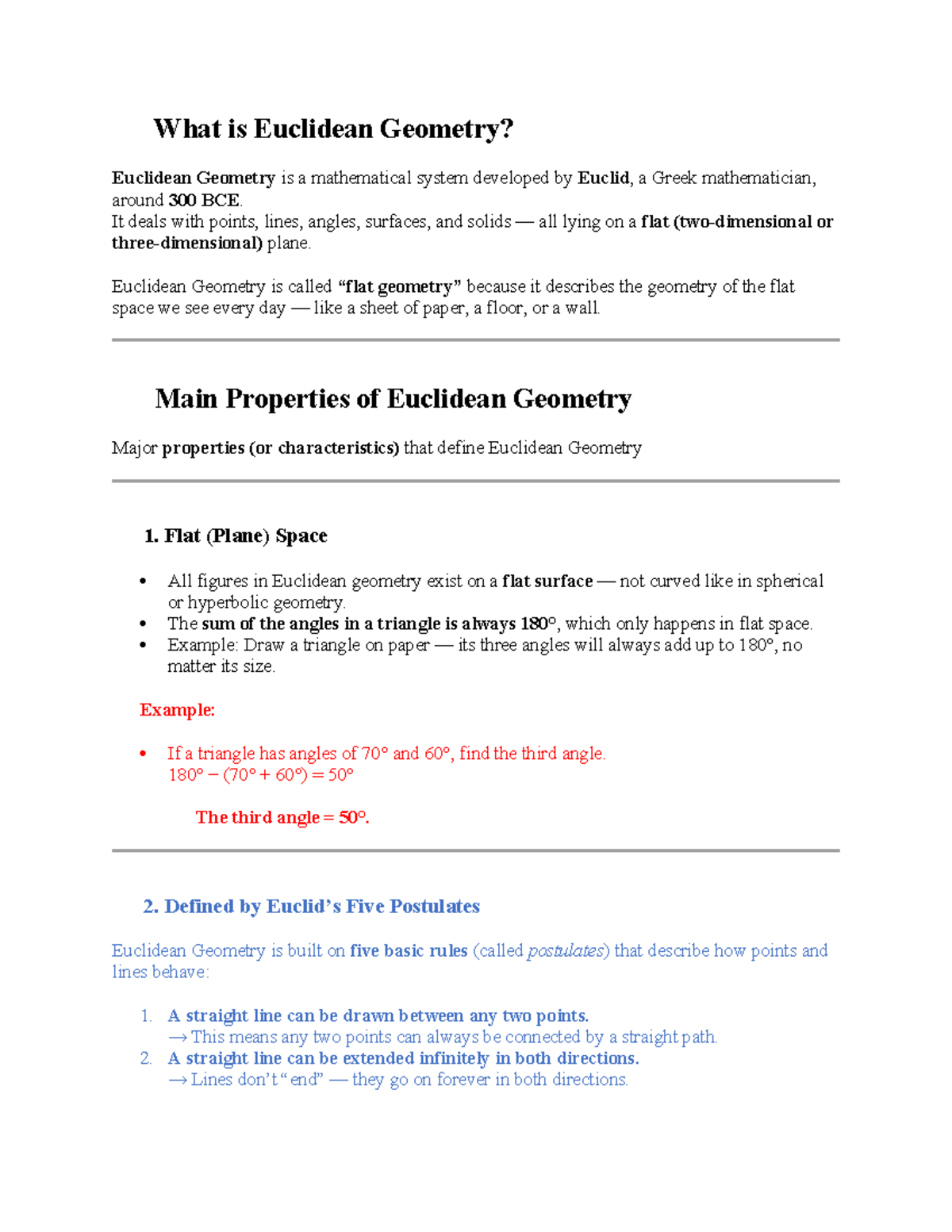 What is Euclidean Geometry? Key Concepts and Properties Explained - Studocu