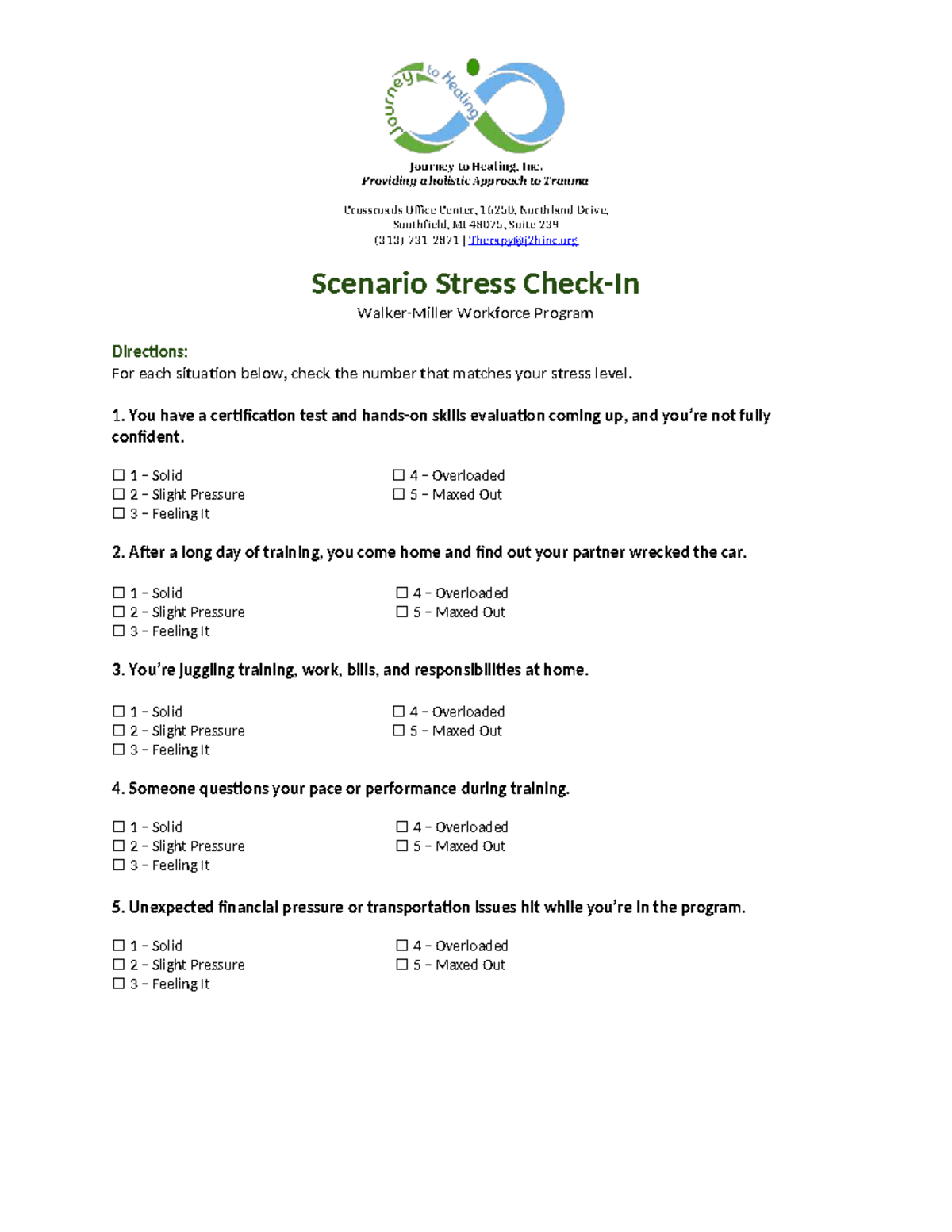 Stress Scale Assessment for Workforce Program (Scenario 1-5) - Studocu