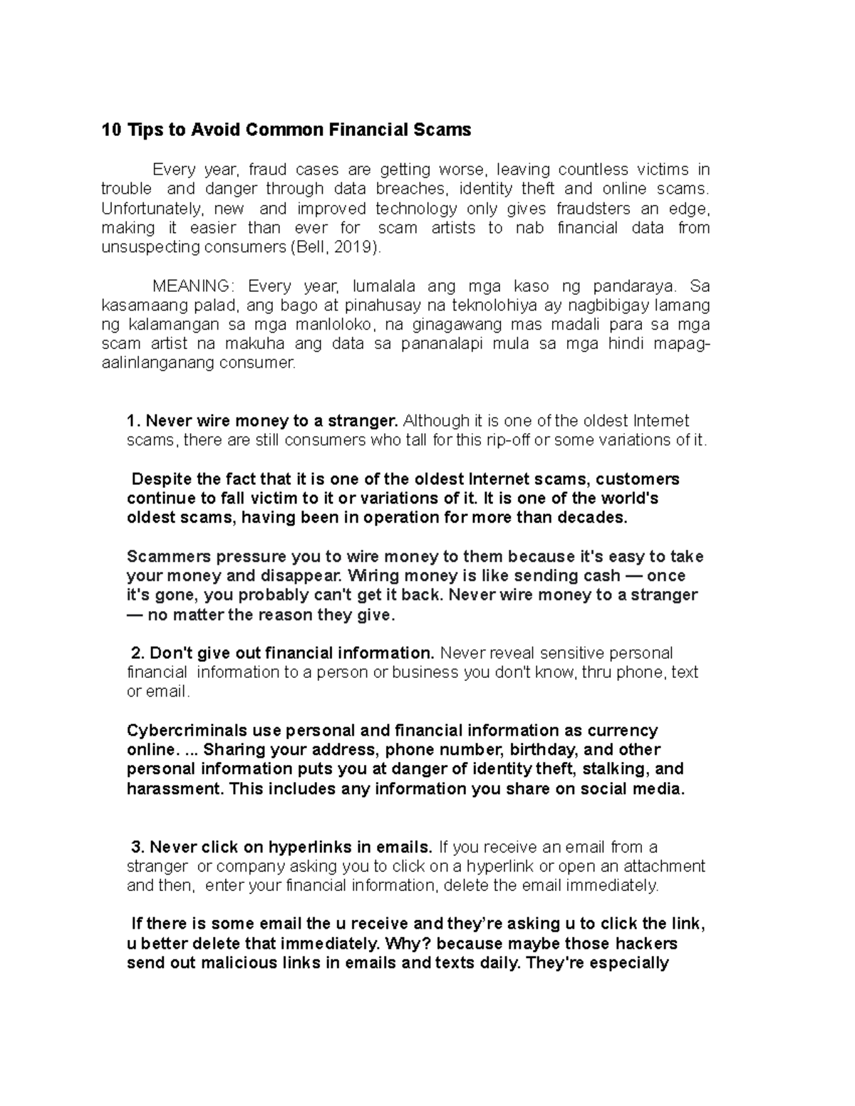 10 Essential Tips to Protect Against Financial Scams - Studocu