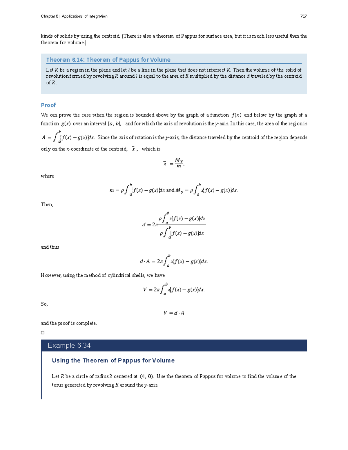 Chapter 6: Applications of Integration - Theorem of Pappus for Volume ...