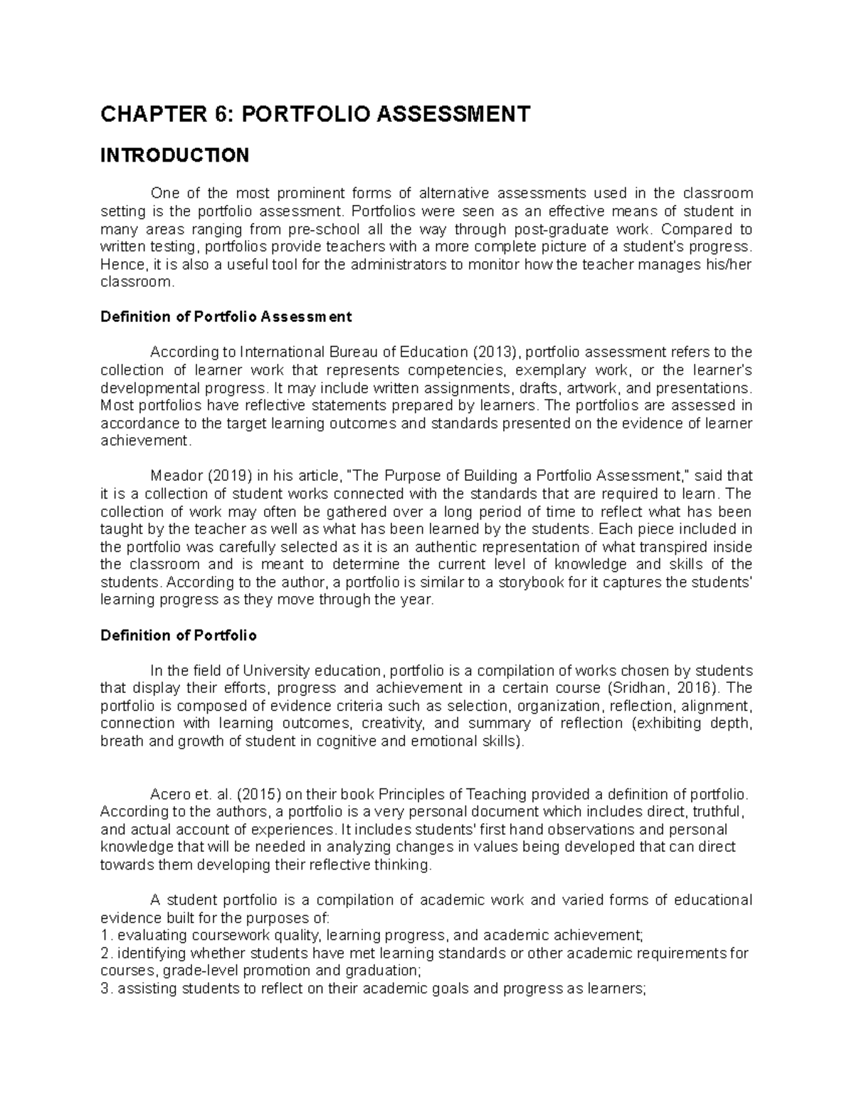 Portfolio Assessment in Education: A Comprehensive Overview - Studocu