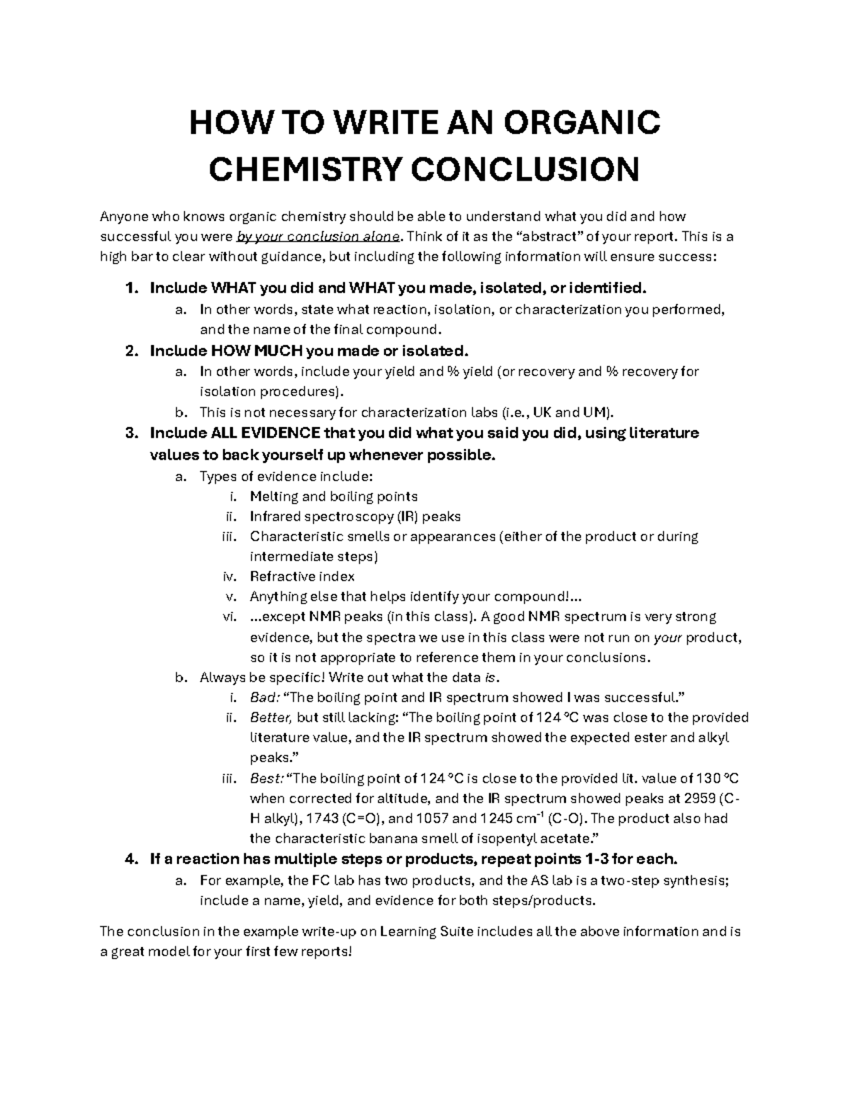 Organic Chemistry Conclusion Writing Guide: Key Elements & Tips - Studocu