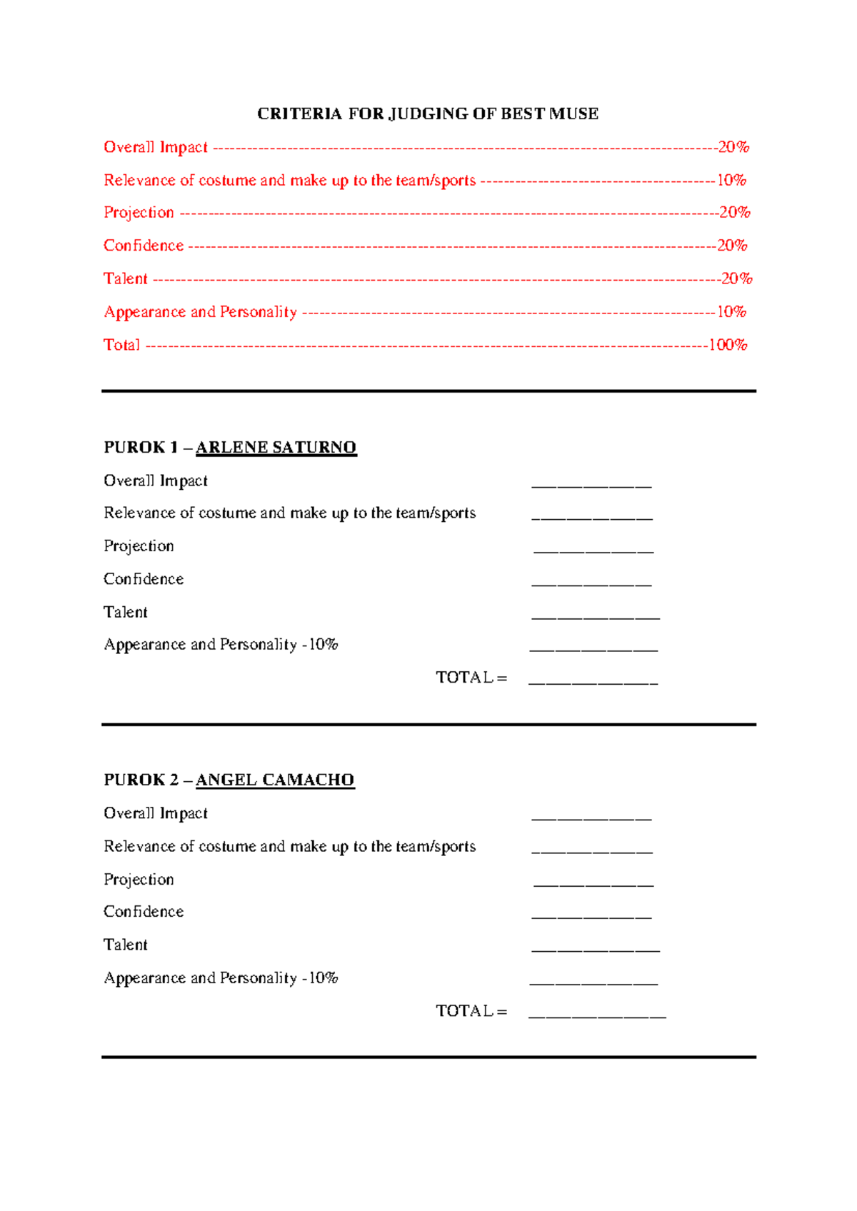 Criteria for Judging Best Muse Entries: Evaluation Guide - Studocu