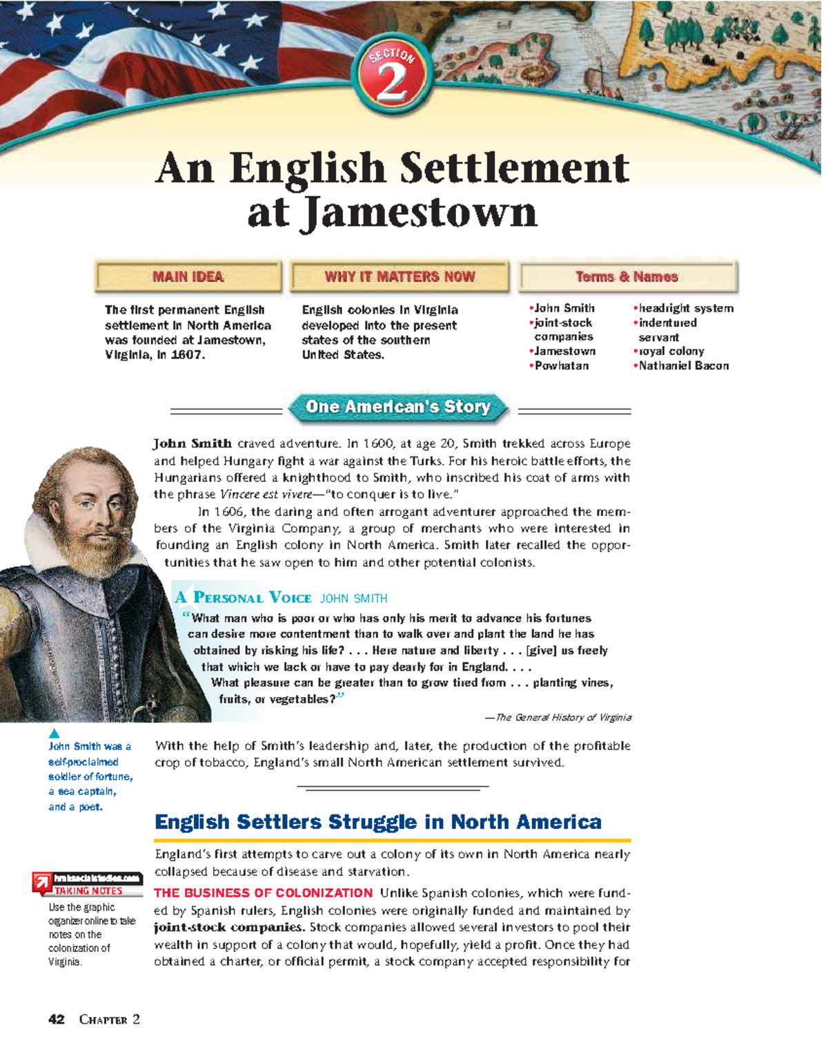 Chapter 2 Section 2: The Jamestown Settlement and Its Challenges - Studocu