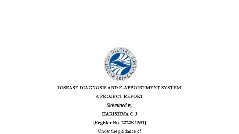 Disease Diagnosis and Appointment System Project Report - BCS - Studocu