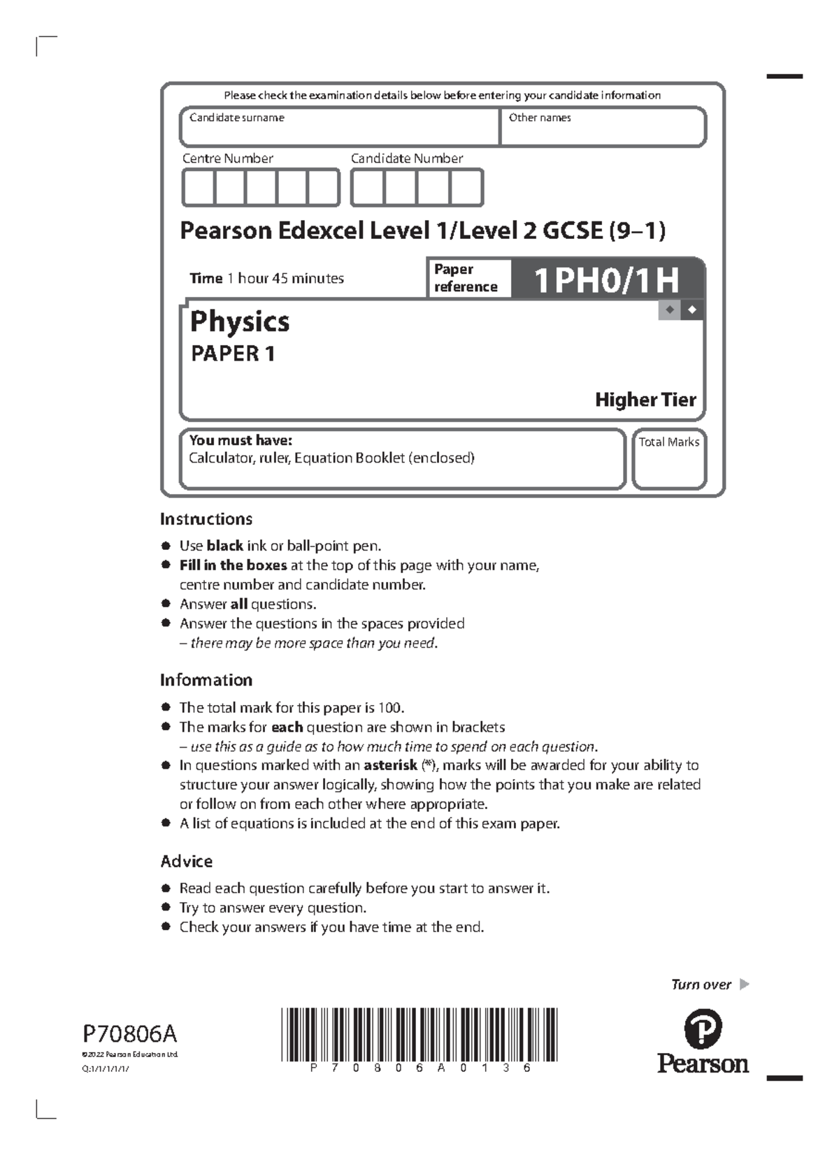 GCSE Edexcel Combined Science Physics Paper 1 (1PH0/1H) - Exam Details ...