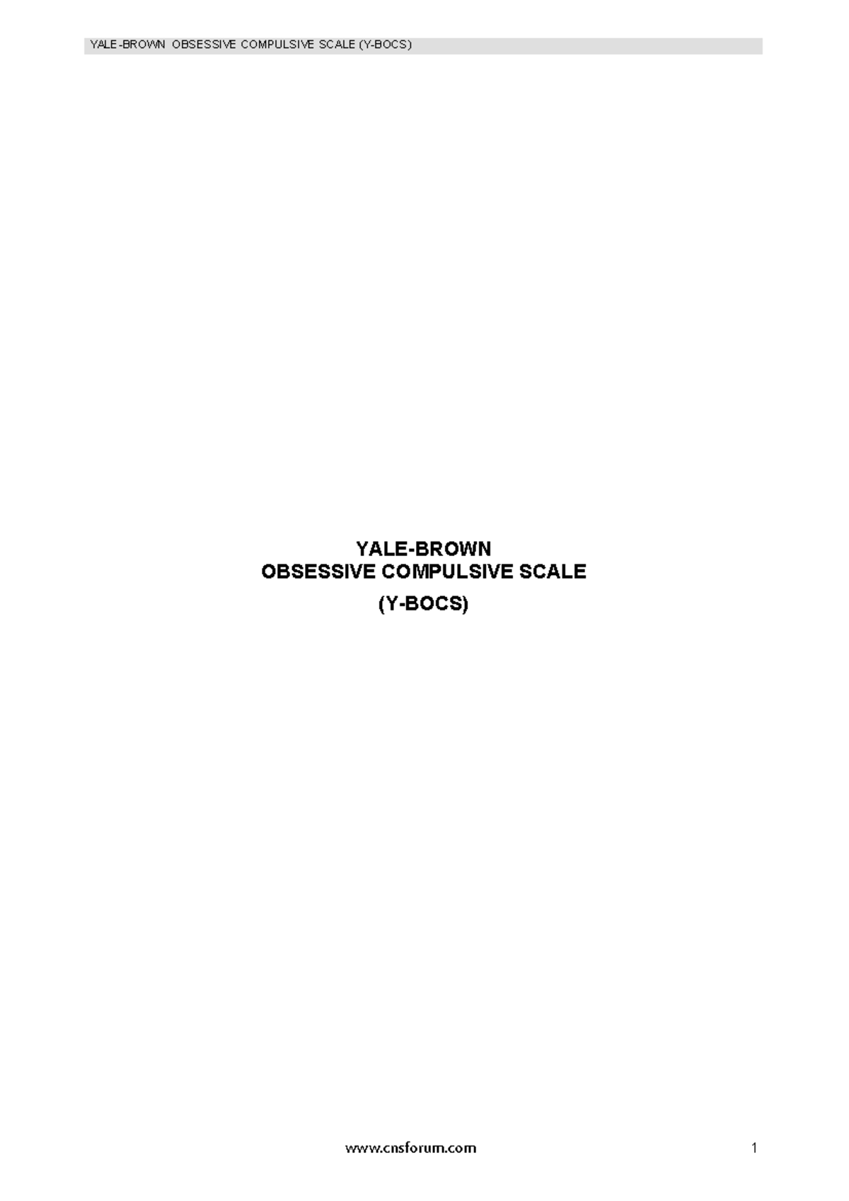 YBOCS: Comprehensive Guide to the Obsessive Compulsive Scale - Studocu