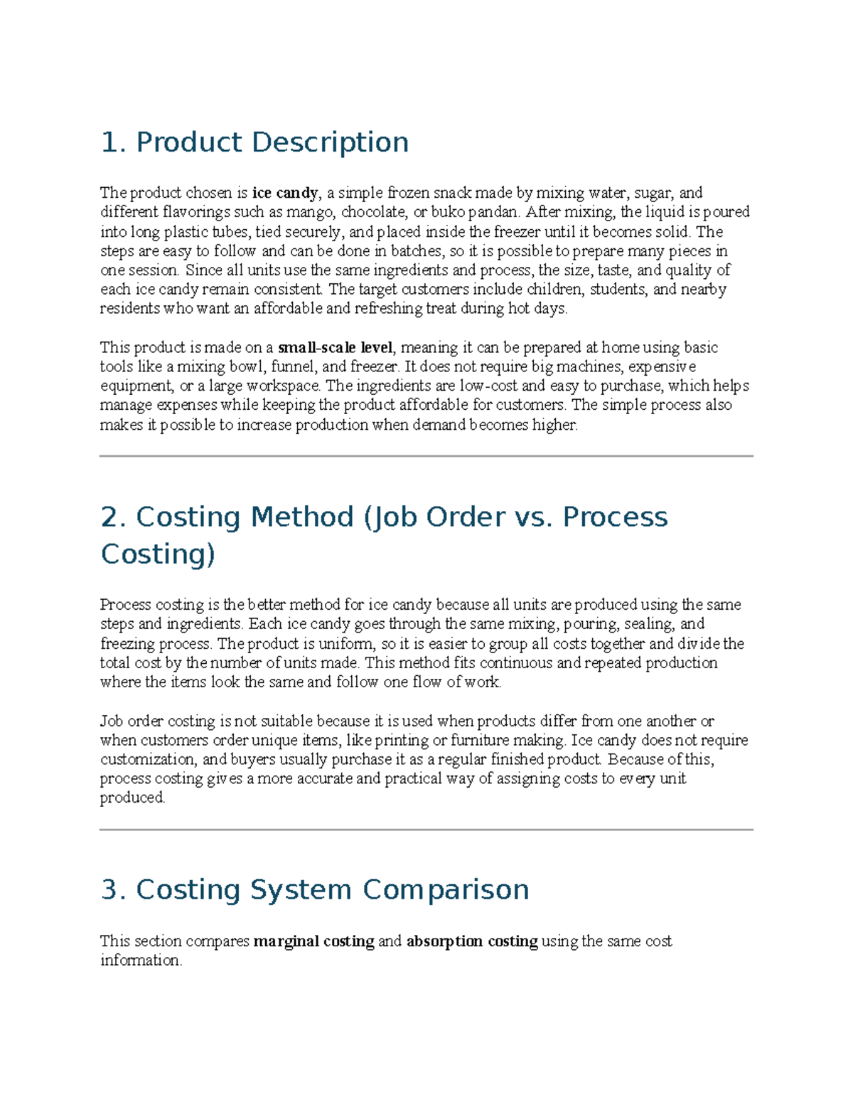 ACC 101: Ice Candy Production & Costing Analysis Report - Studocu
