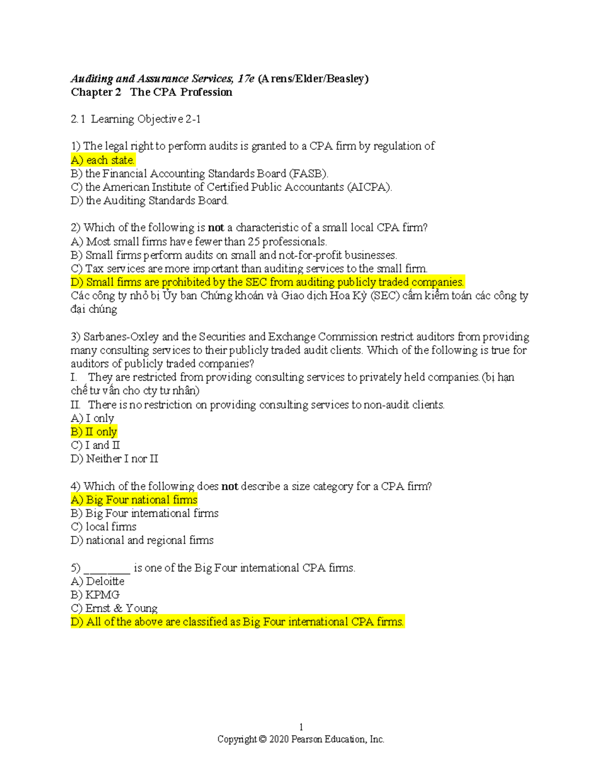 Chapter 02 - The CPA Profession: Key Questions and Learning Objectives ...
