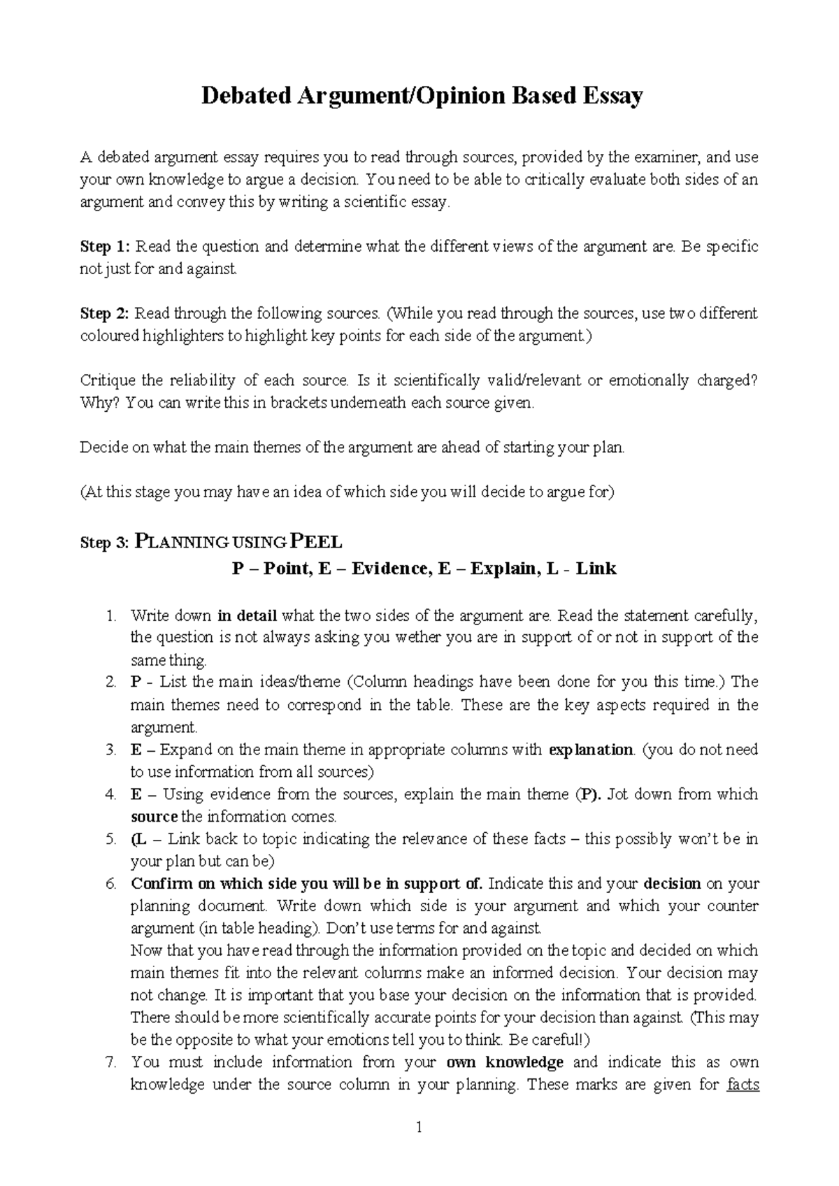 2025 Debated Argument Essay Guidelines and Planning Steps - Studocu