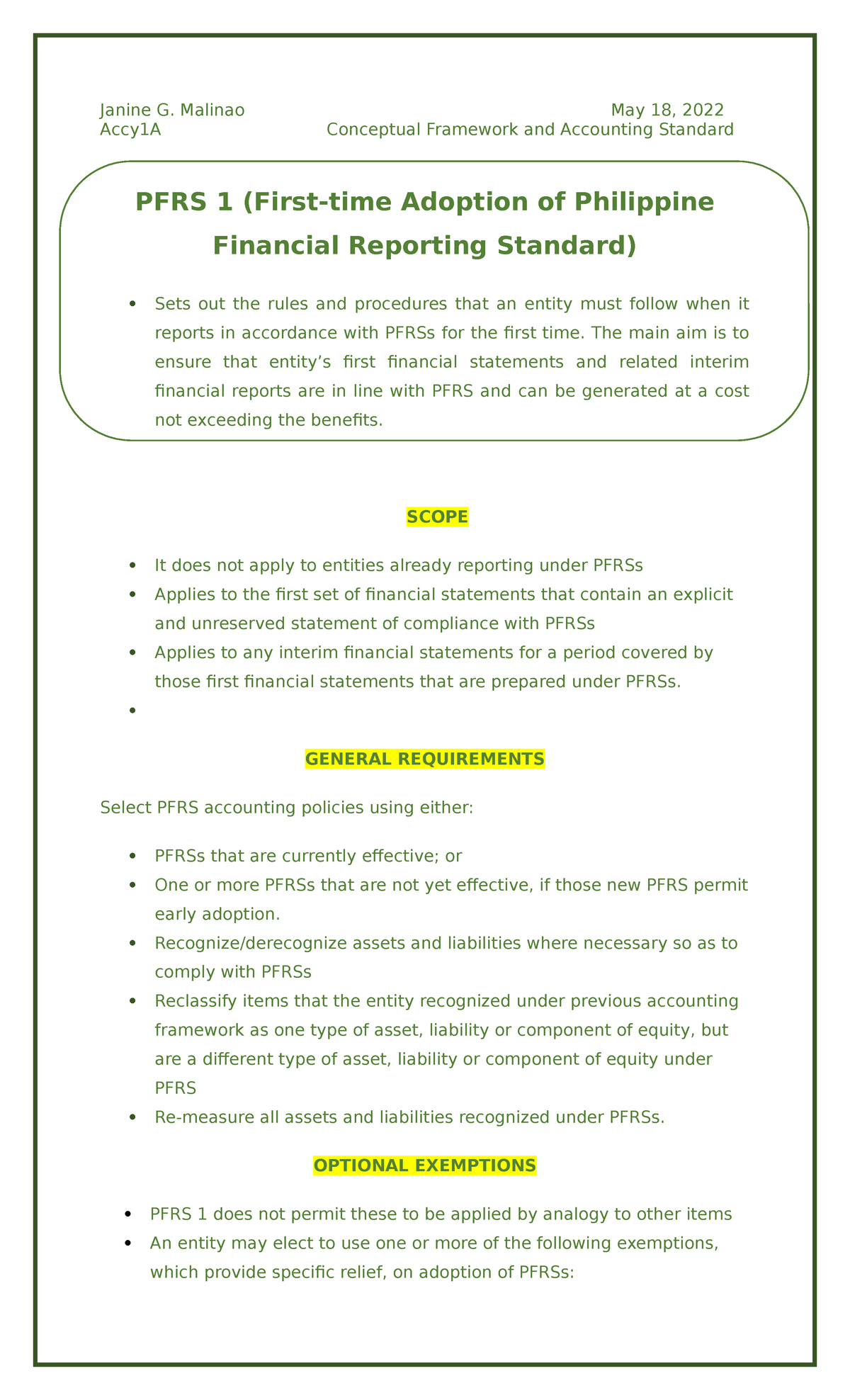 PFRS 1: First-time Adoption of Philippine Financial Reporting Standards ...