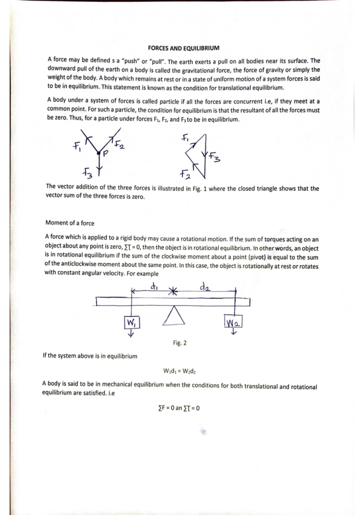 PHY 2 - Forces and Equilibrium: Understanding Mechanics Concepts - Studocu
