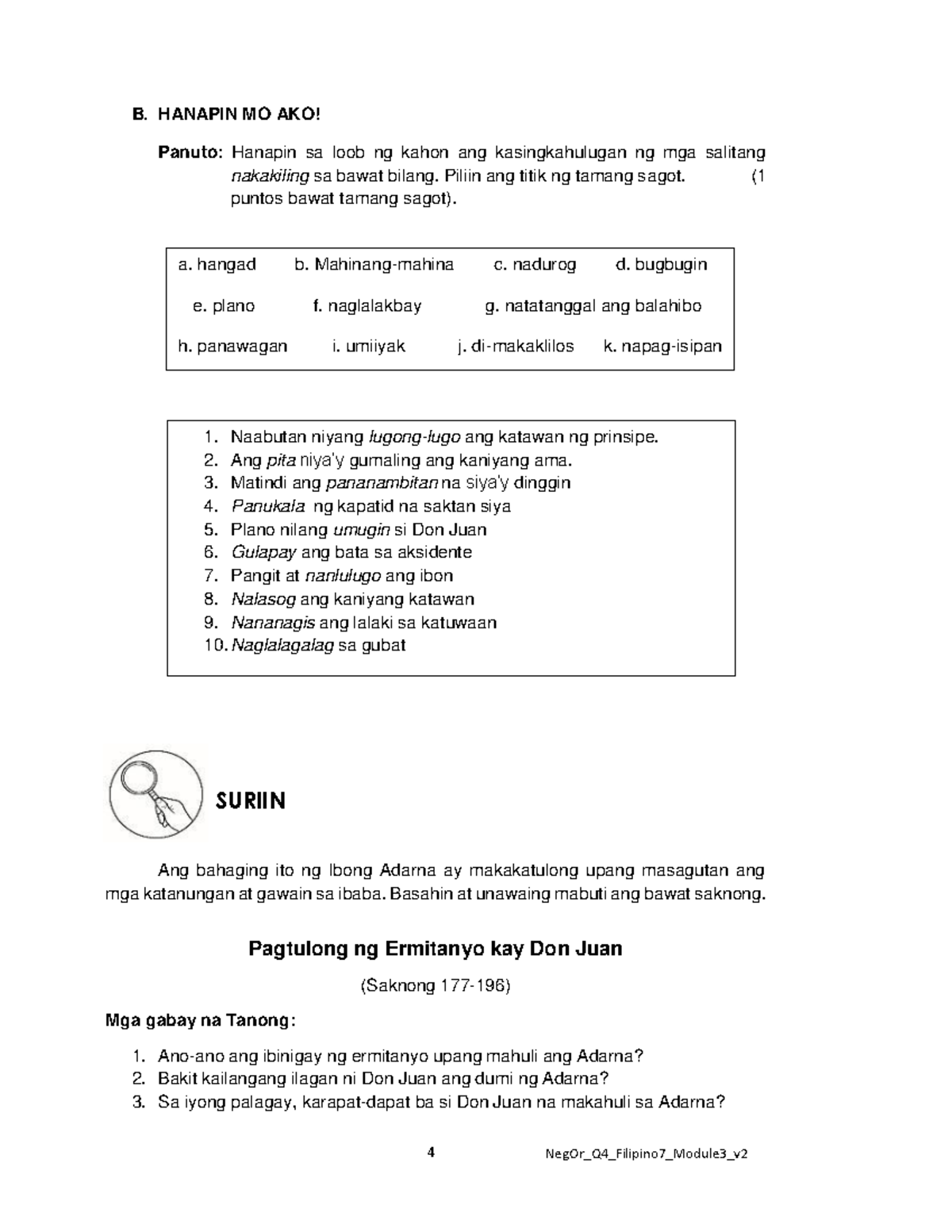 Filipino 7: Week 3 Lesson on Ibong Adarna and Don Juan's Trials - Studocu