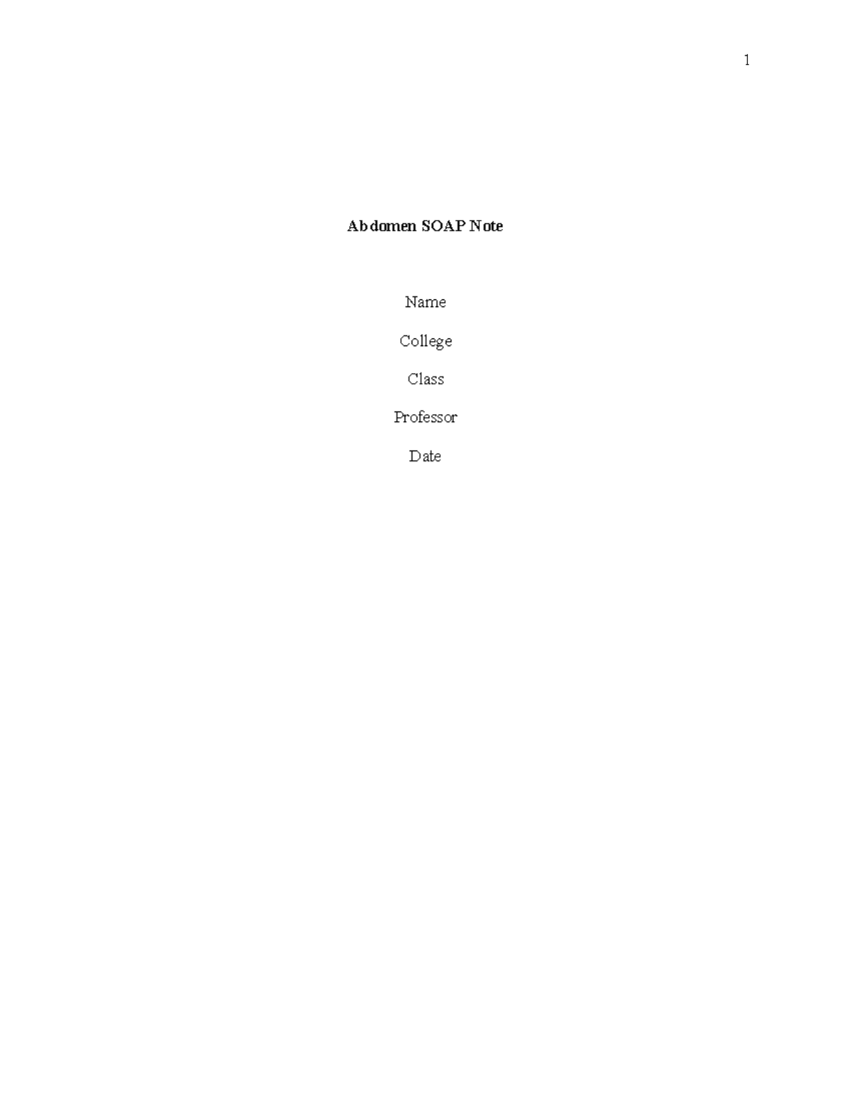 Abdominal SOAP Note Sample for Clinical Assessment & Diagnosis - Studocu