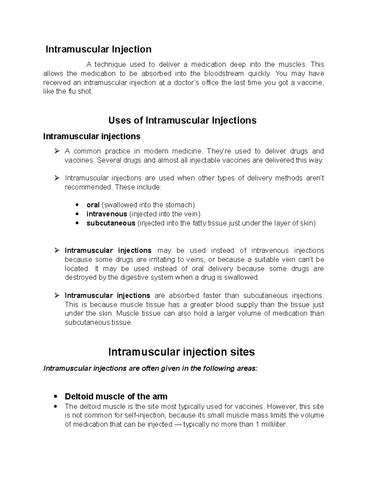 Intramuscular Injection (Uses, Sites, and Steps ) - Intramuscular ...