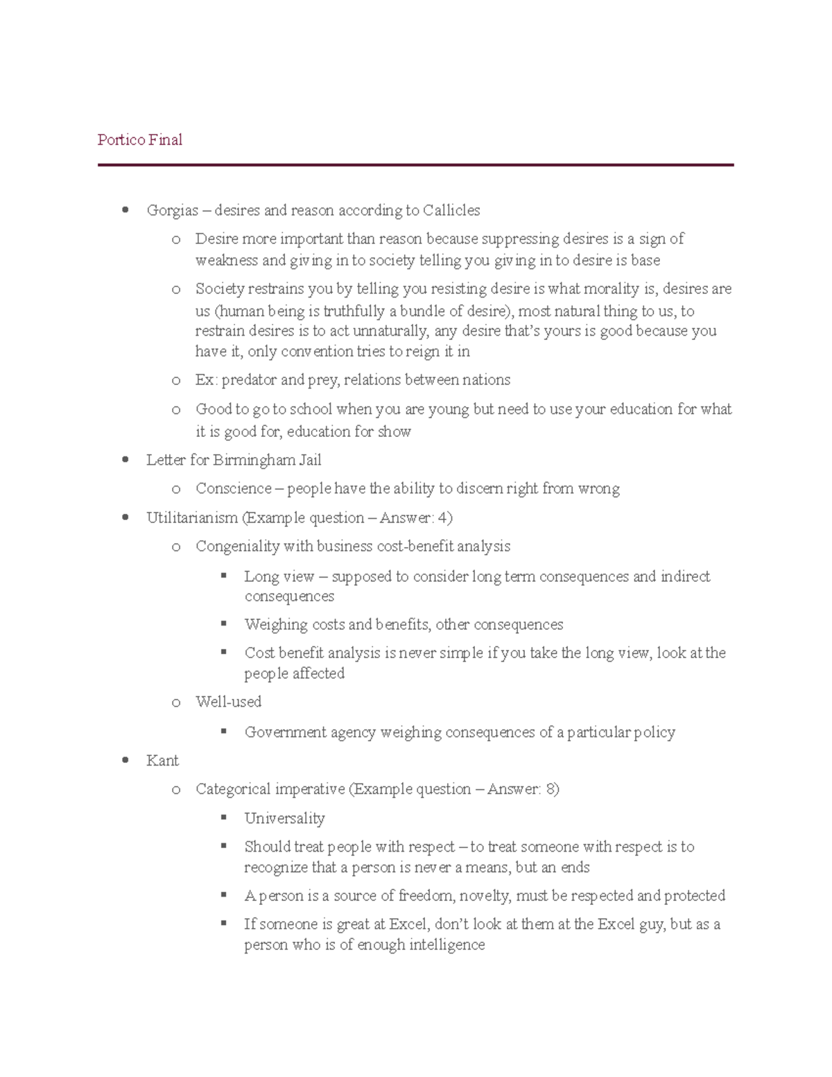 Portico Final Study Guide - Portico Final Gorgias – desires and reason ...