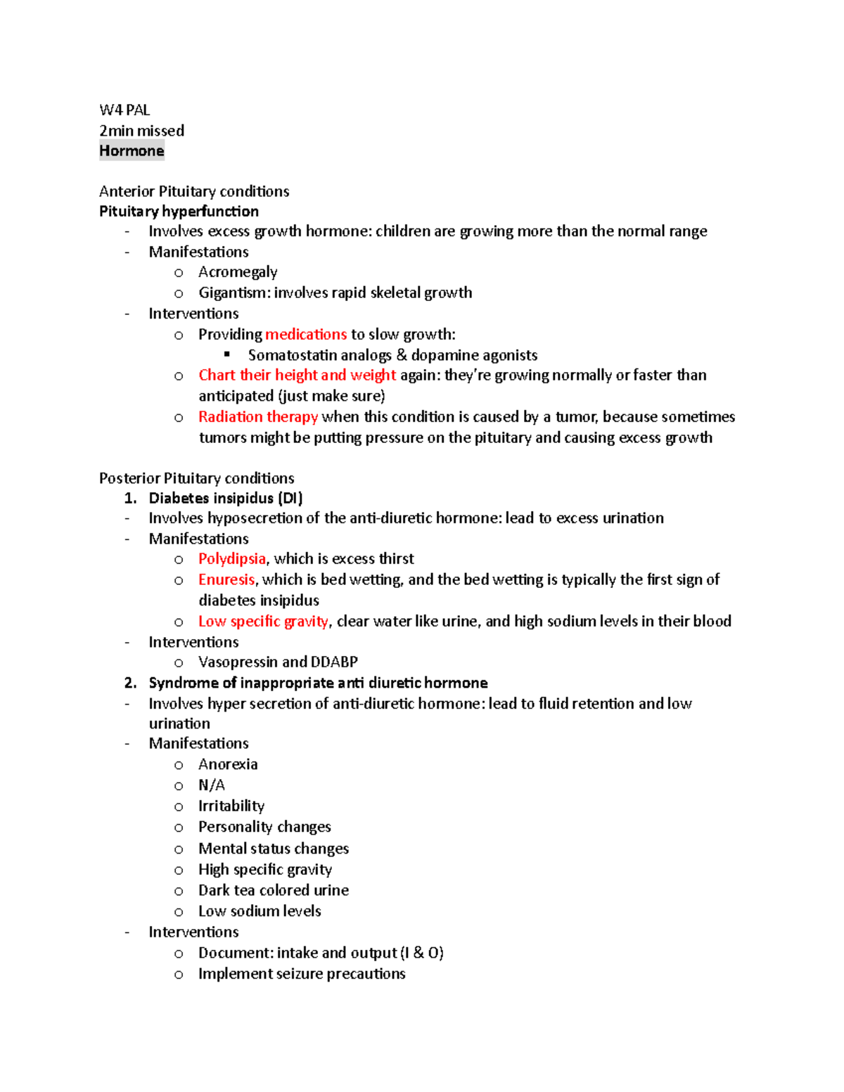W4 PAL - dyer - W4 PAL 2min missed Hormone Anterior Pituitary ...