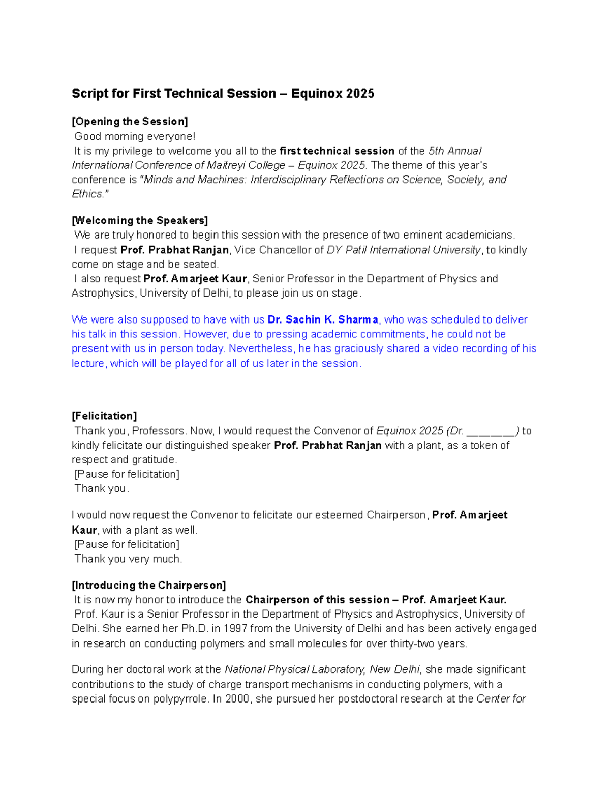 Script for Tech Session 1 - Equinox 2025 Conference - Studocu