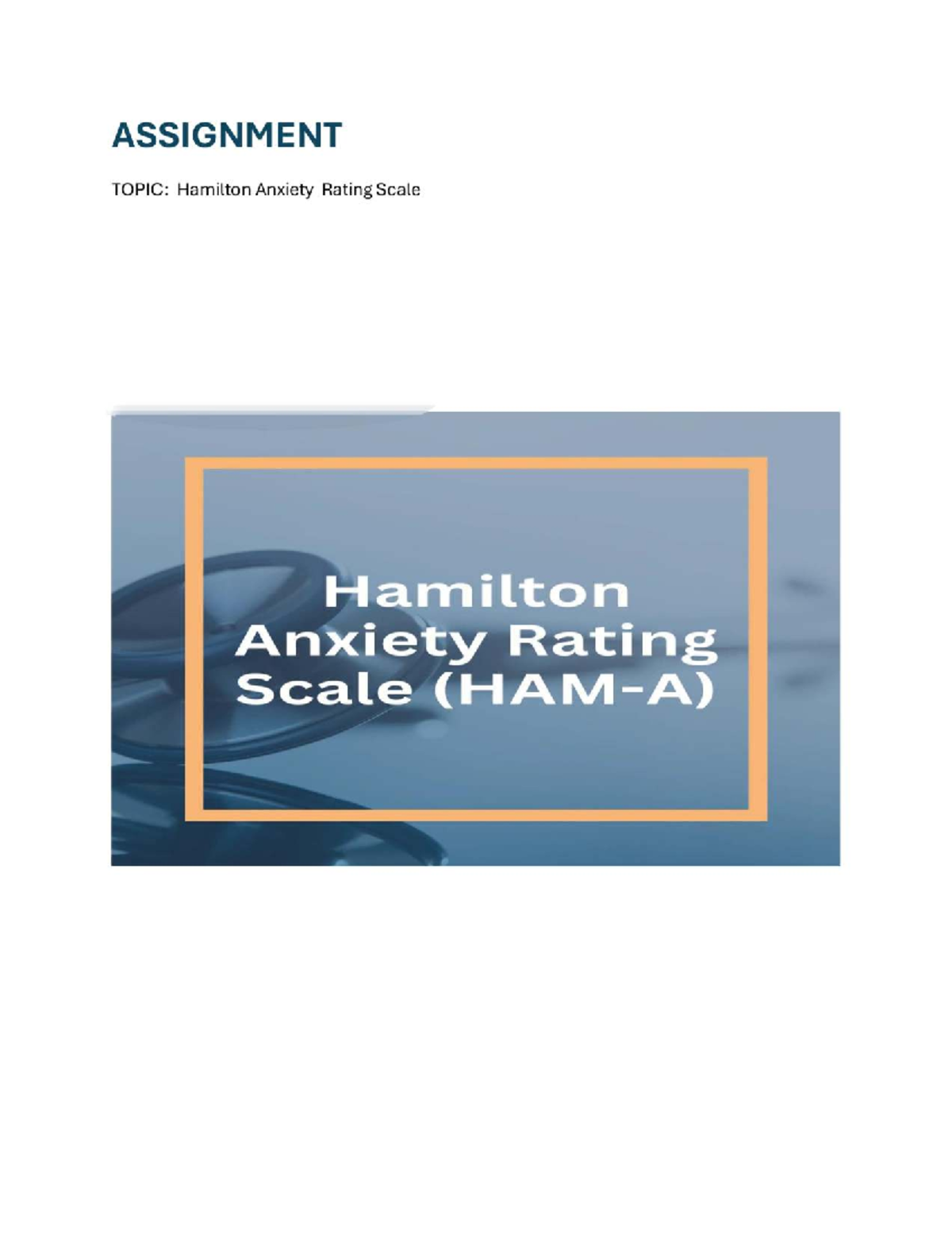 HARS Assignment: Understanding the Hamilton Anxiety Rating Scale - Studocu