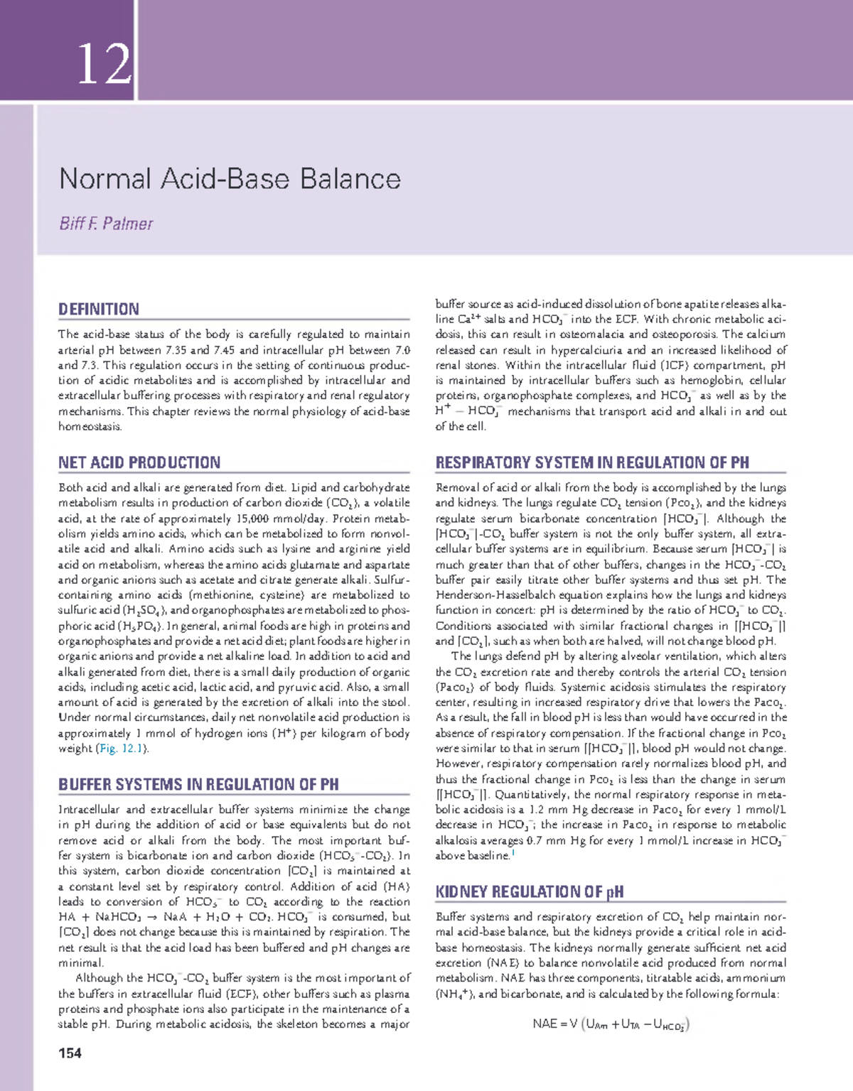 12 Normal Balance: Acid-Base Homeostasis in Physiology - Studocu