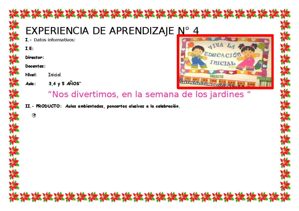 Proyecto Semana Inicial: Celebración y Aprendizaje en Jardines - Studocu