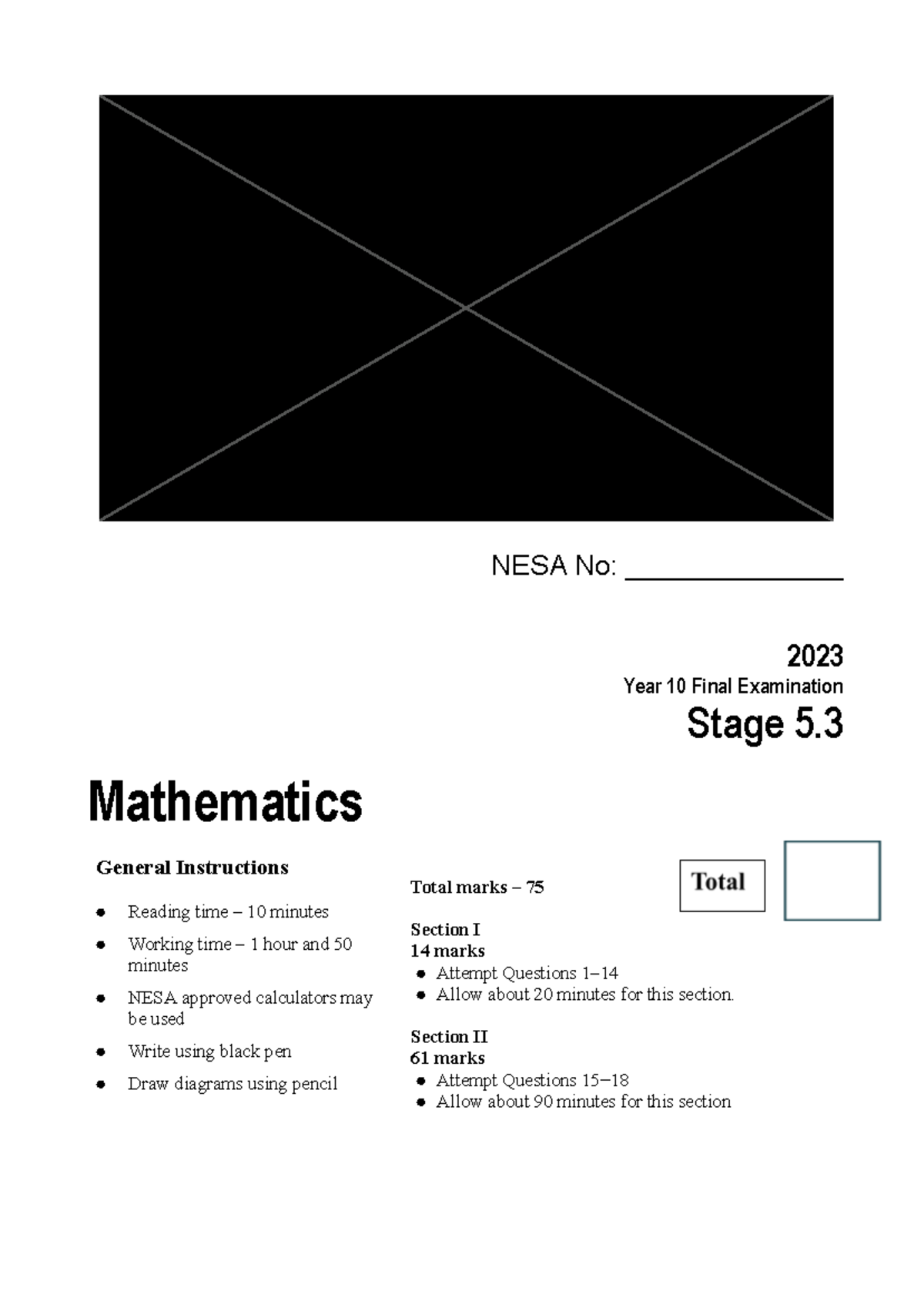 Final Exam: Year 10 Mathematics (NESA 2023) - Stage 5.3 - Studocu