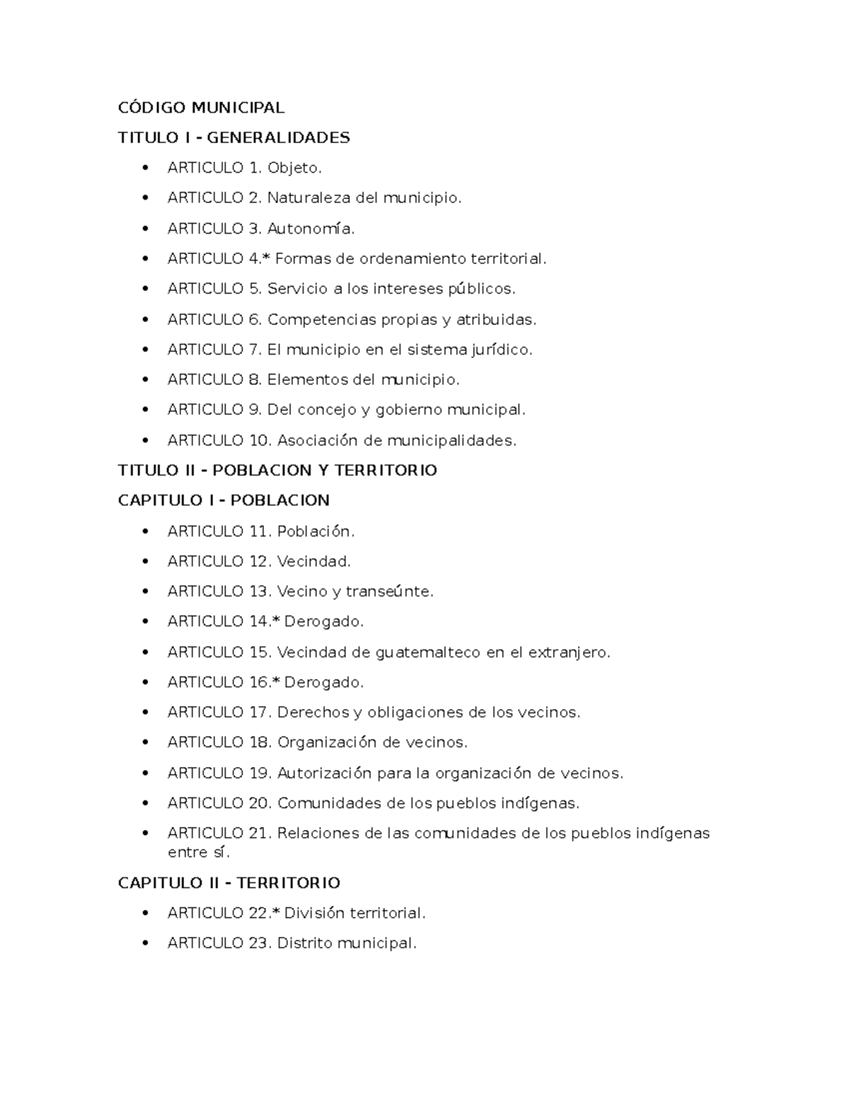 Código Municipal de Guatemala: Estructura y Principios Clave - Studocu