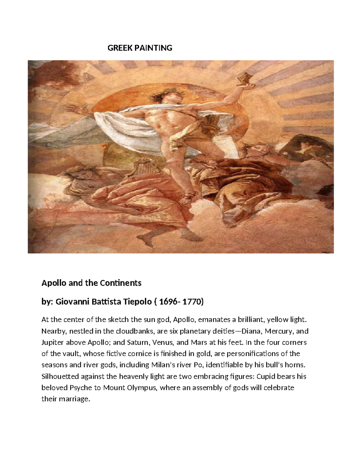 Greek Painting WPS Office - GREEK PAINTING Apollo and the Continents by ...