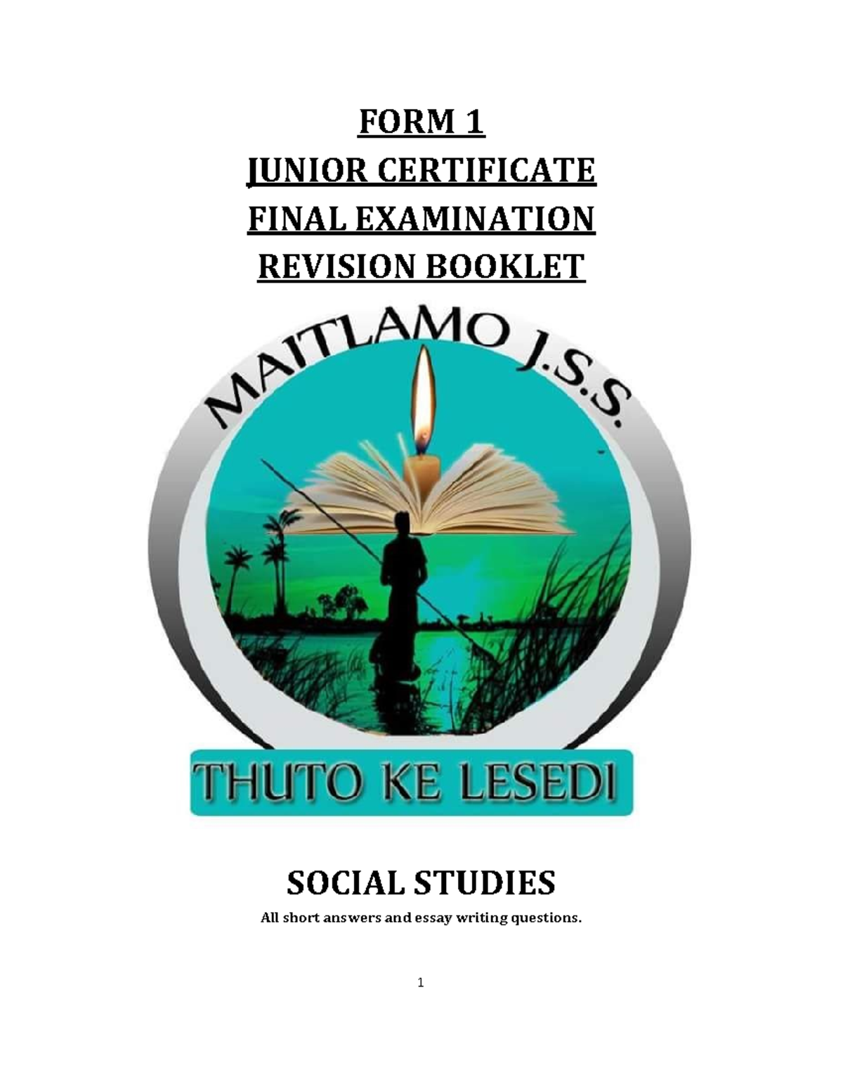 FORM 1 Social Studies Final Exam Revision Booklet 2023 - Studocu