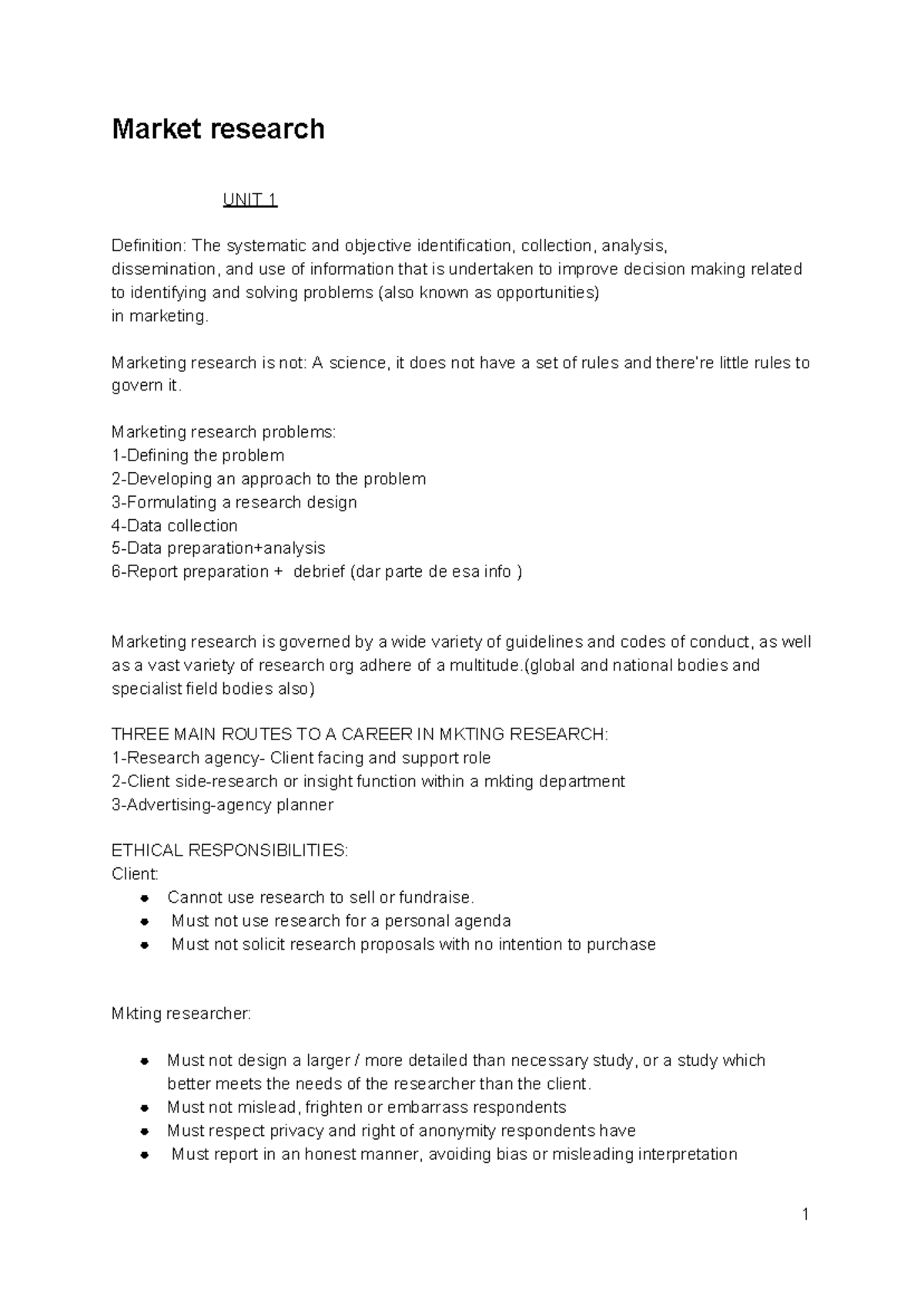 Marketing Research - Lecture Notes Overview (Units 1-12) - Studocu