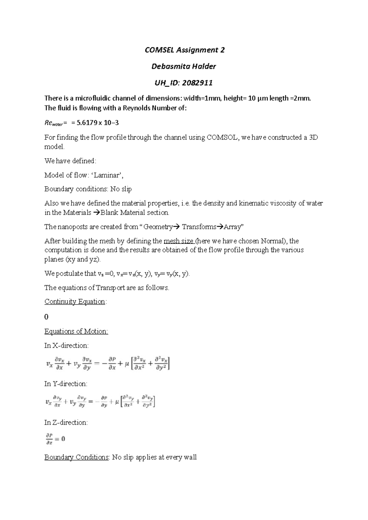 COMSEL 2 - Microfluidic Flow Analysis Using COMSOL Simulation - Studocu
