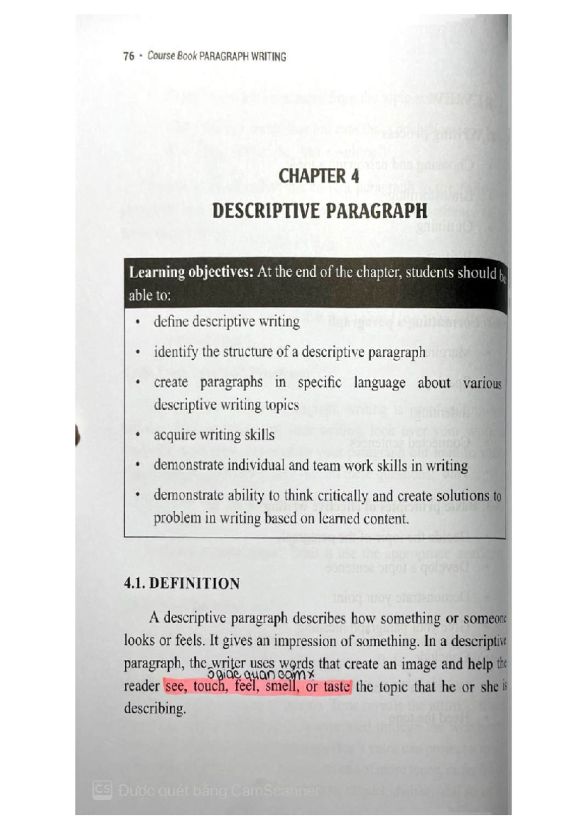 76 Course Book: Chapter 4 - Descriptive Paragraph Writing Techniques ...