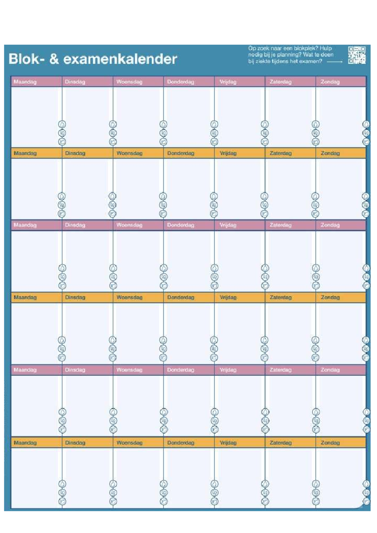 BLOK Kalender: Planning en Examens Hulp bij Ziekte en Blokplekken - Studocu