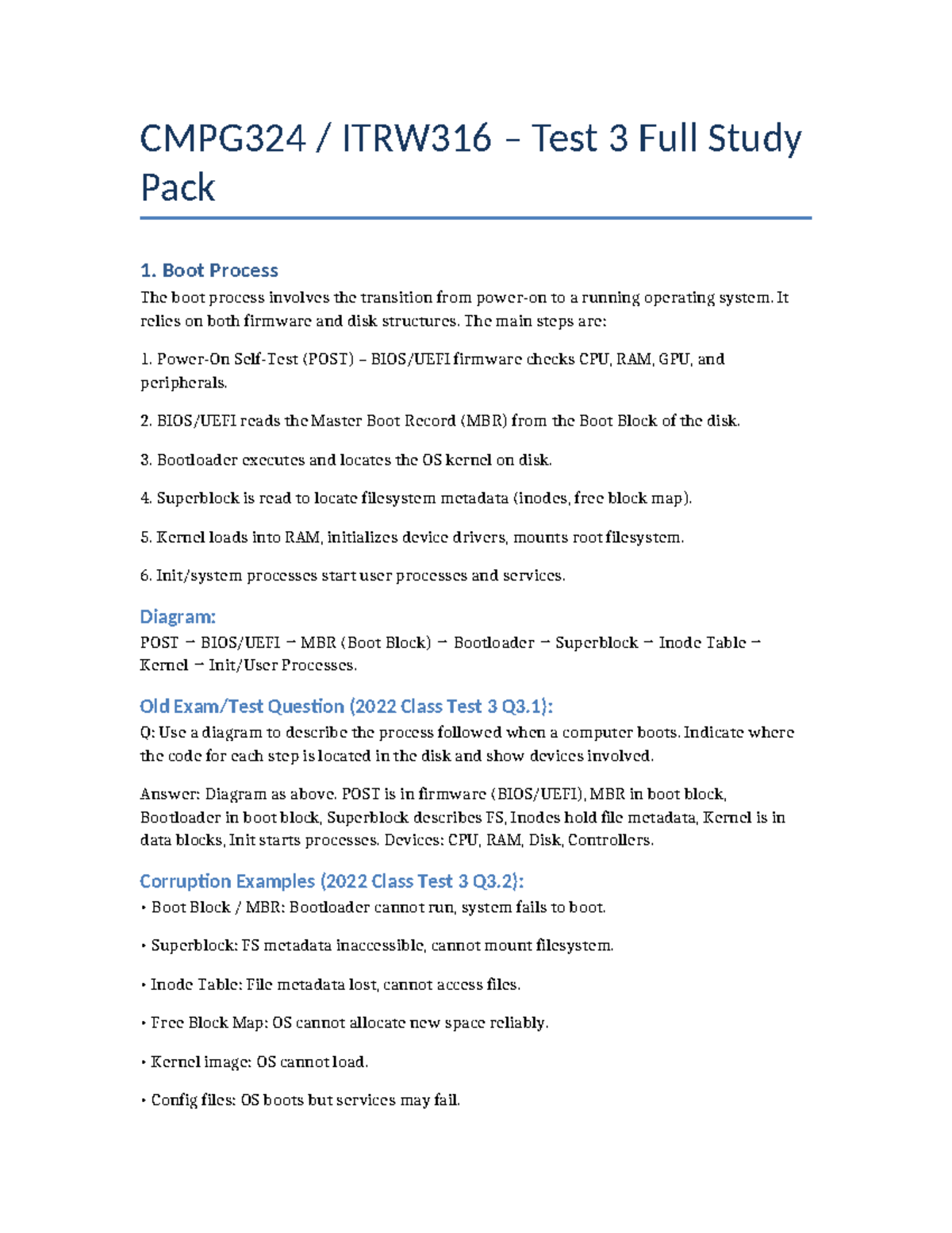 CMPG324 Test 3 Study Notes: Boot Process & PRA Insights - Studocu
