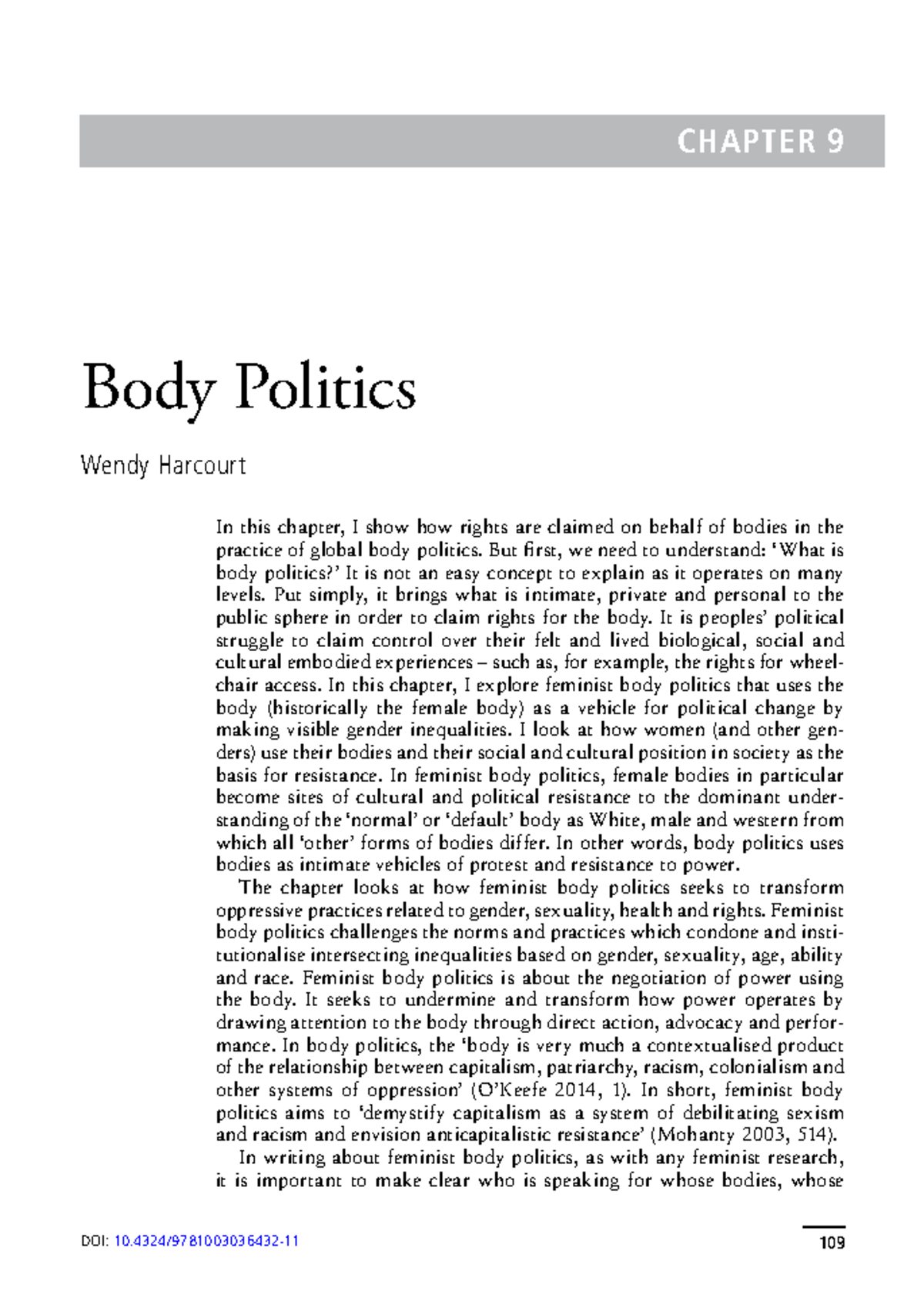 Body Politics - Chap 9 - DOI: 10/9781003036432-11 109 CHAPTER 9 Body ...