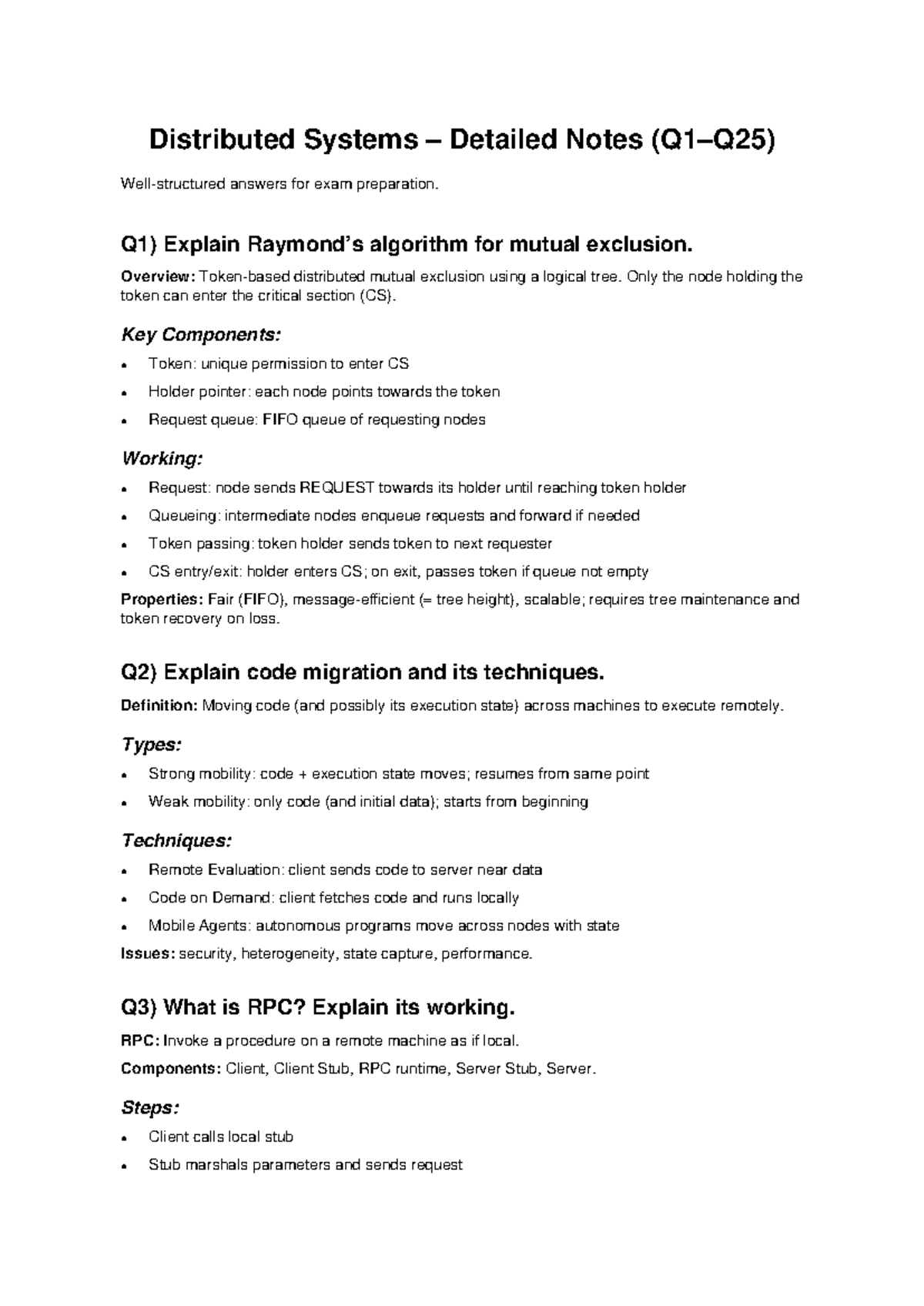 Distributed Systems Q1-Q25 Exam Prep Notes - Studocu