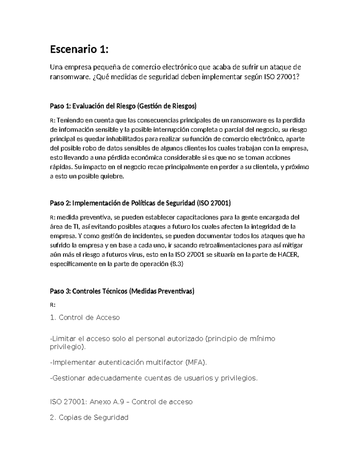 ISO 27001: Medidas de Seguridad para E-commerce tras Ransomware - Studocu