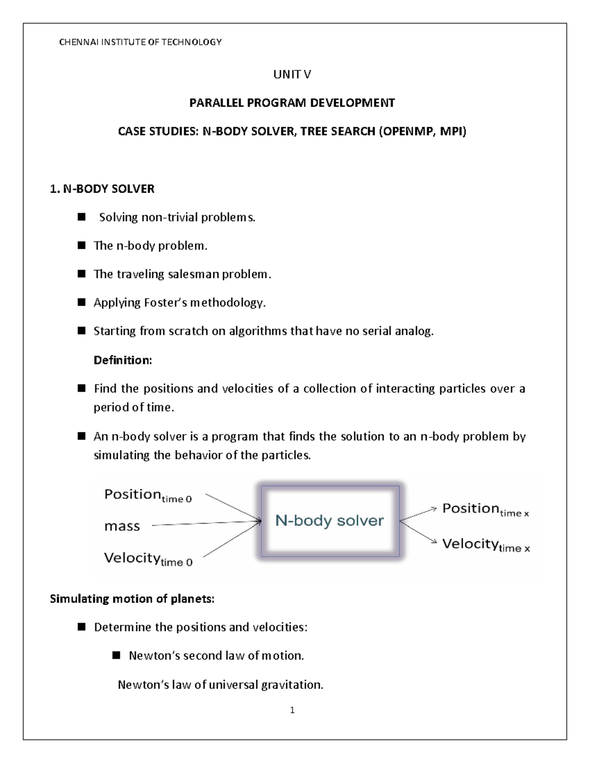 MCA 01 Unit V: Parallel Program Development Case Studies in Solver ...