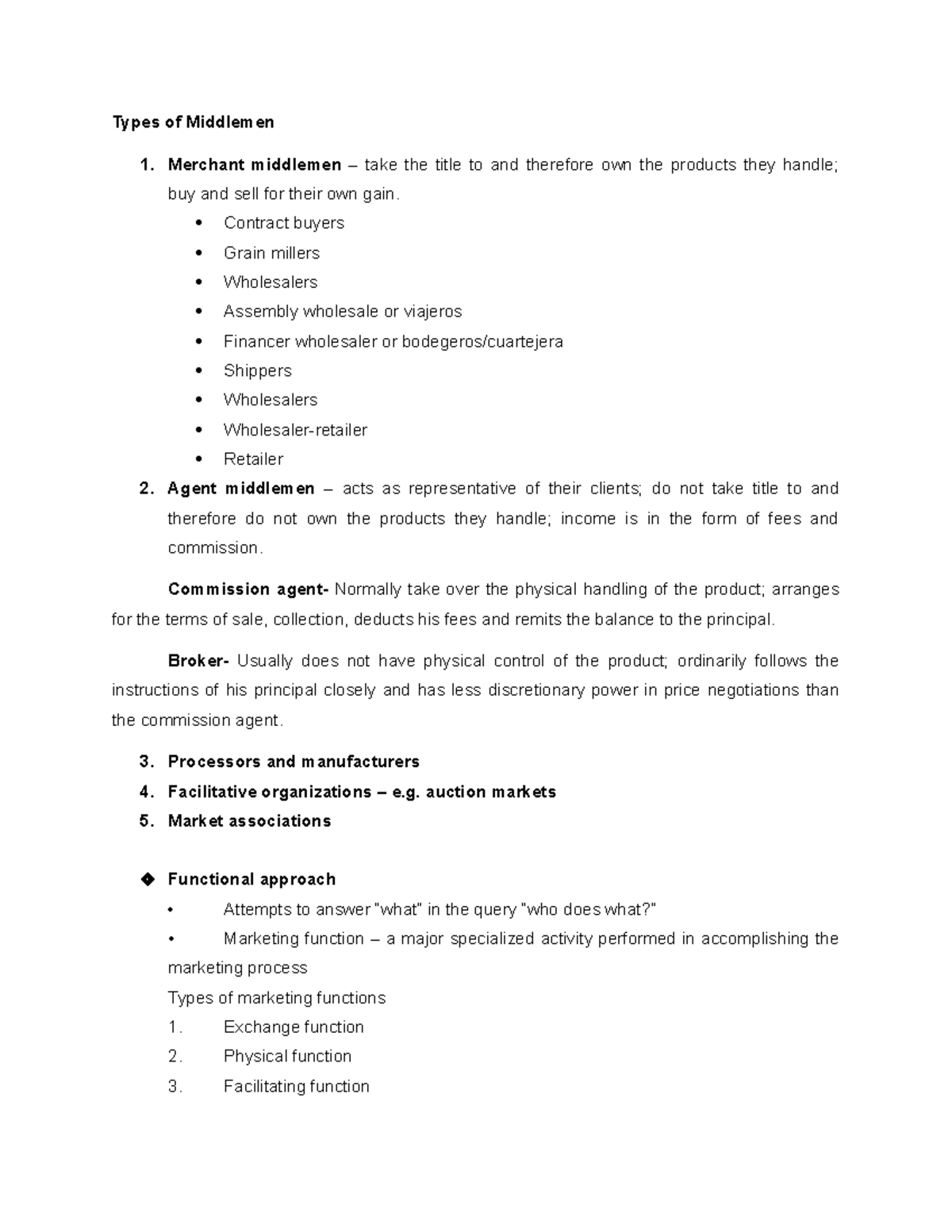Types of Middlemen - Merchant middlemen – take the title to and ...