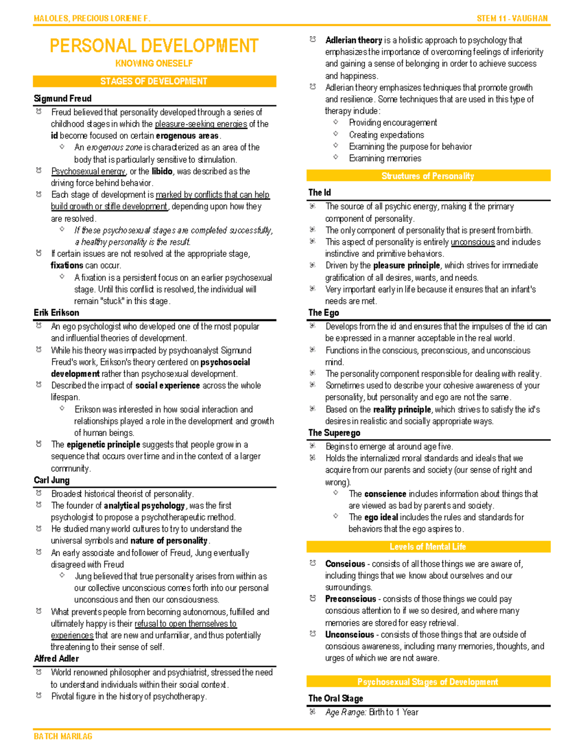 Psychological Theories of Personal Development: Insights & Stages - Studocu