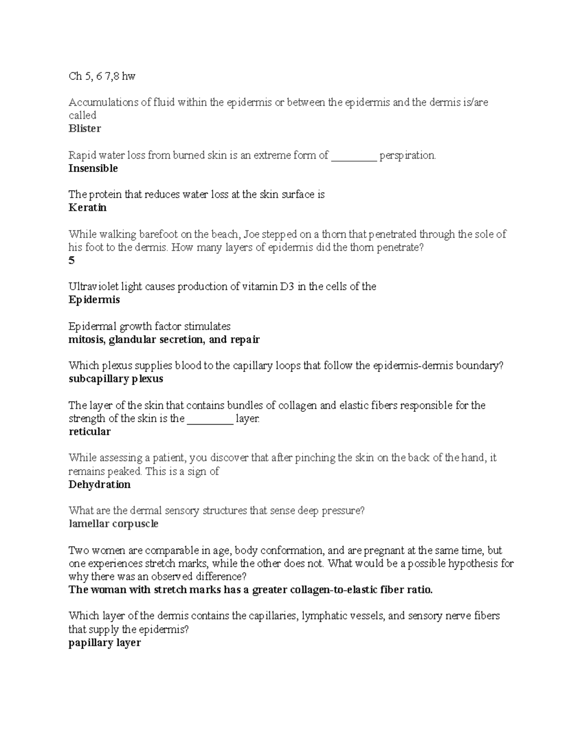 Ch 5,6,7,8 homework and practice questions - Ch 5, 6 7,8 hw ...