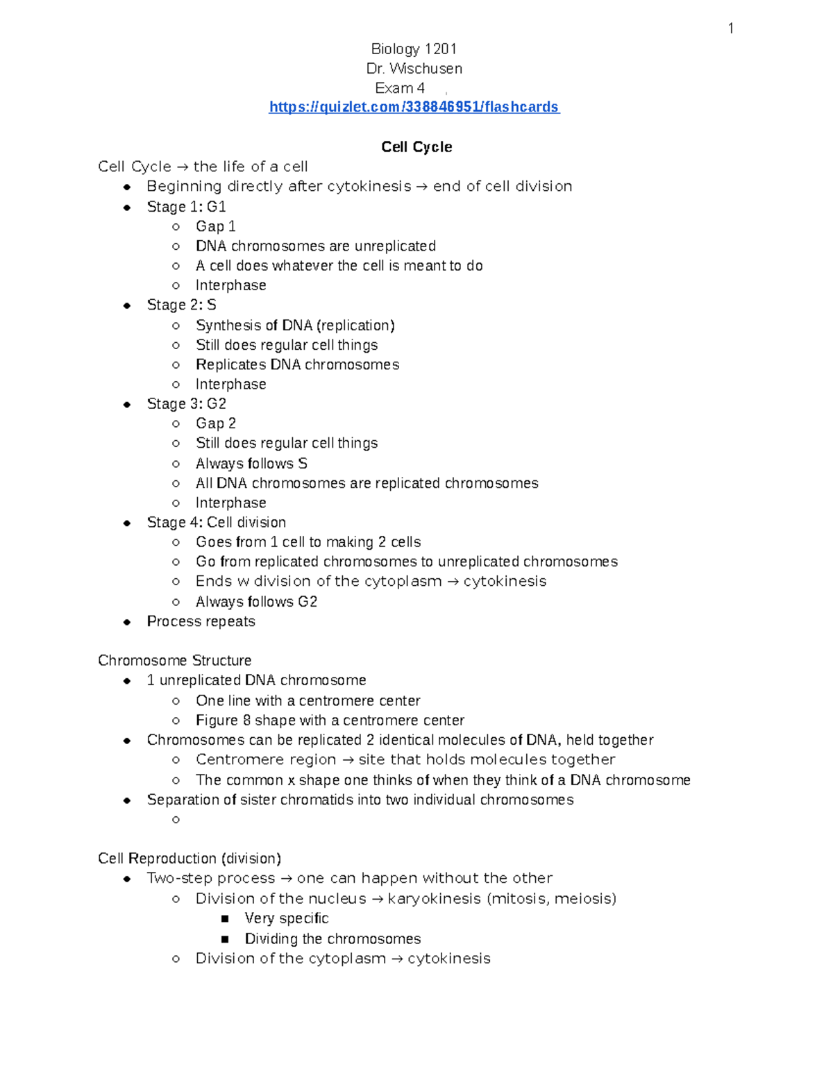 Exam 4 Prelec And Lec Notes Biology 1201 Dr Wischusen Exam 4 Quizlet
