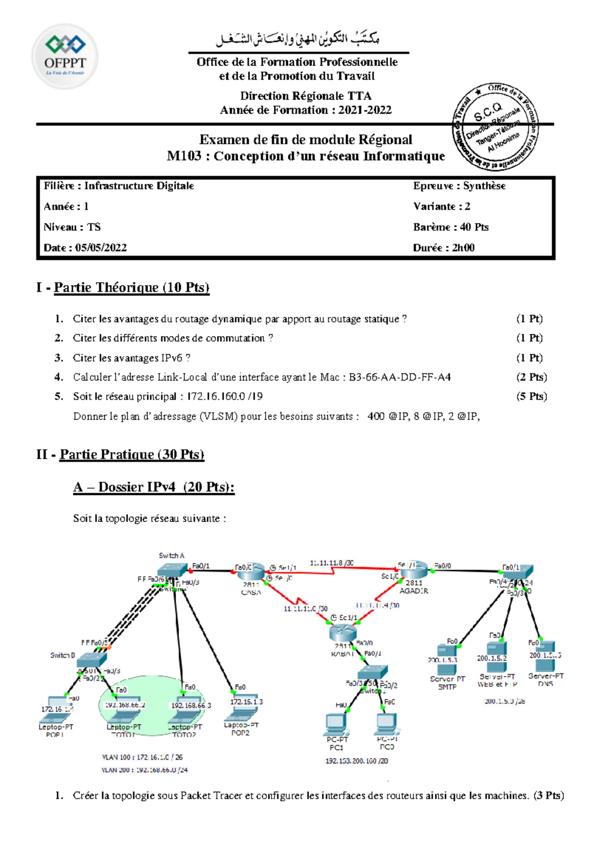 Correction efm prof ysf - Exemple EFM 103 Conception d’un réseau informatique Partie 1 Théorique ...