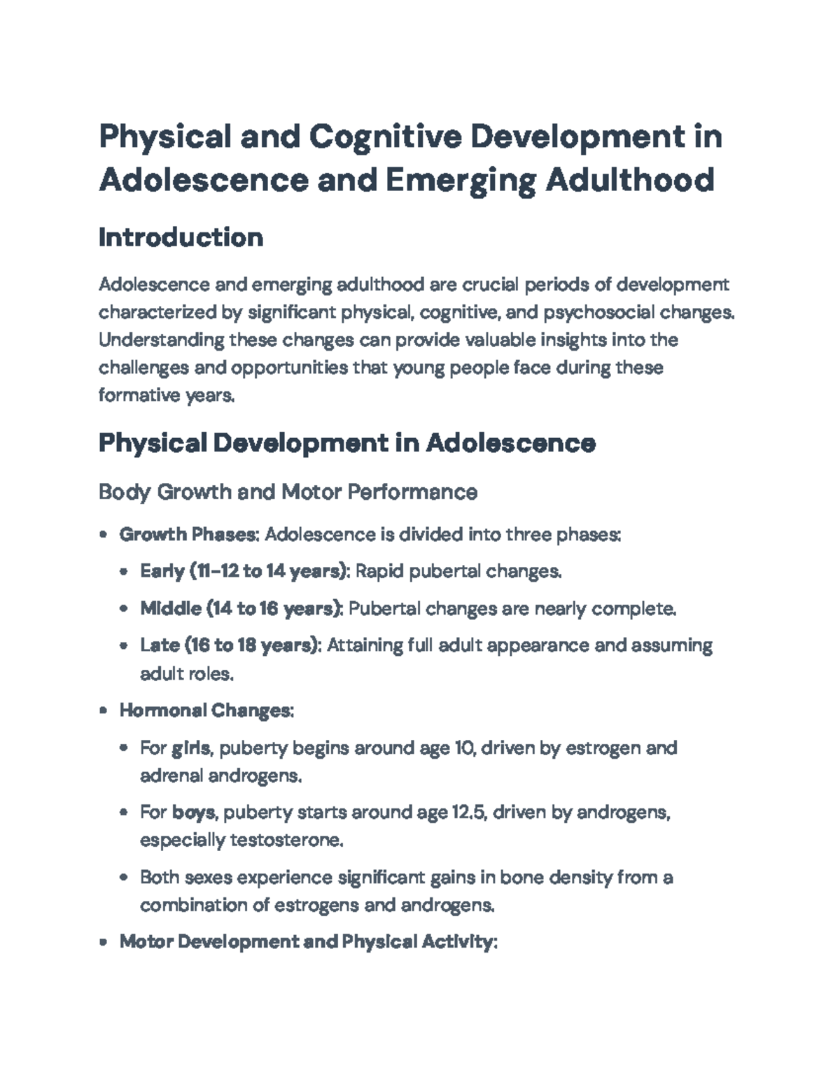 Developmental Changes in Adolescence & Emerging Adulthood: Insights on ...