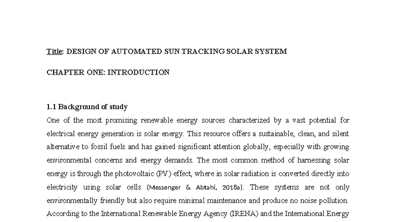 Title: Design of Automated Solar Tracking System (ENGR 2023) - Chapter ...